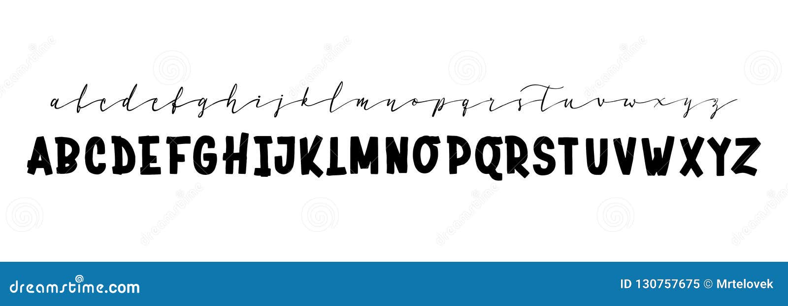 Two Font Script and Bold. Vector Hand Drawn Typeface. Brush Painted ...