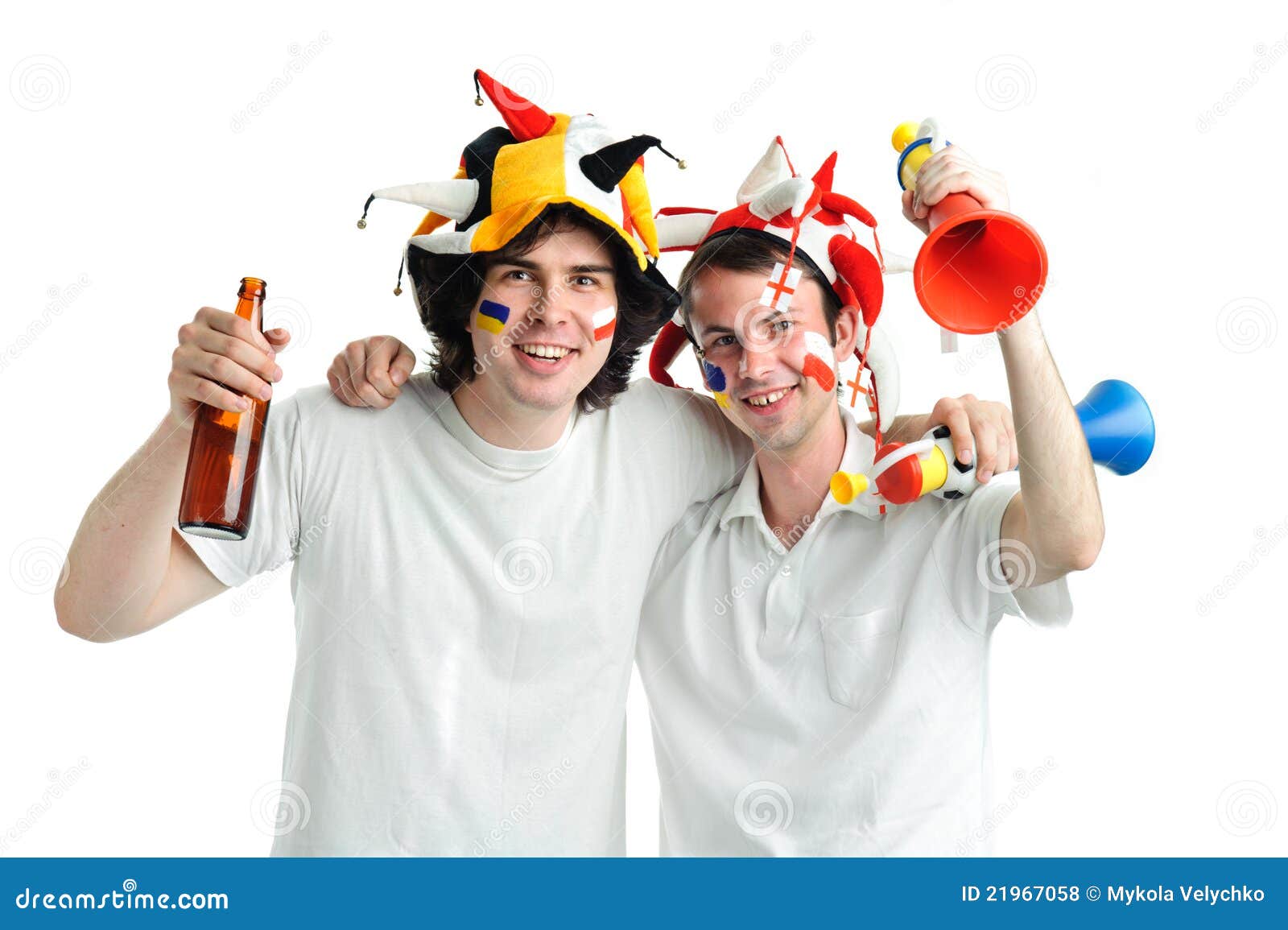 Two football fans stock photo. Image of sport, studio - 21967058