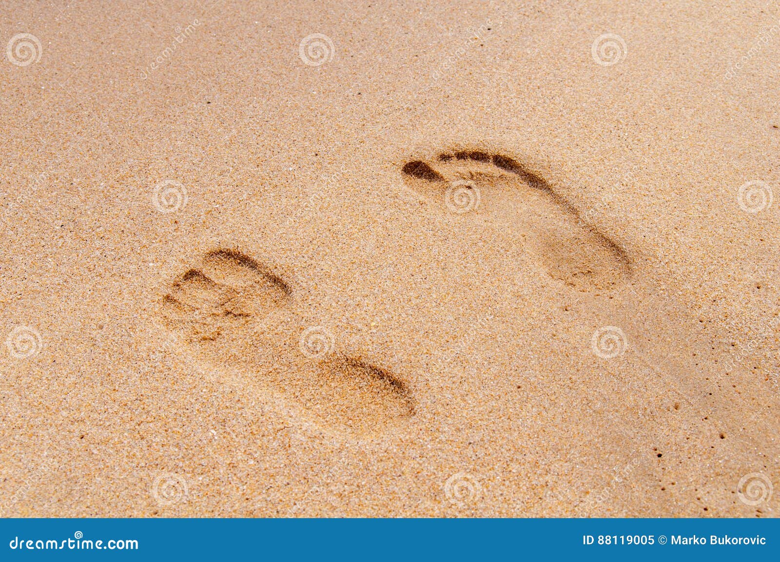 Two Footprint on Sandy Beach Stock Image - Image of away, people: 88119005