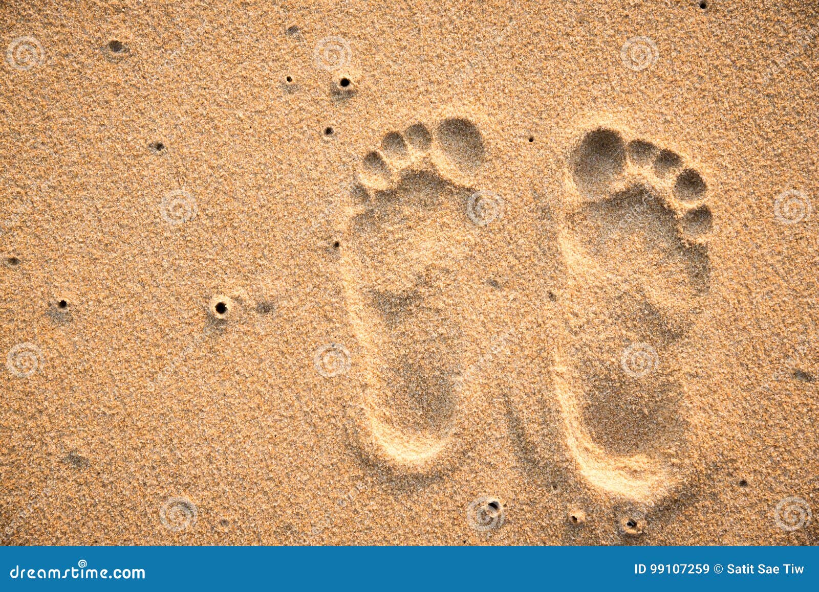 Two Footprints on the Sand Beach Stock Image - Image of away, holiday ...