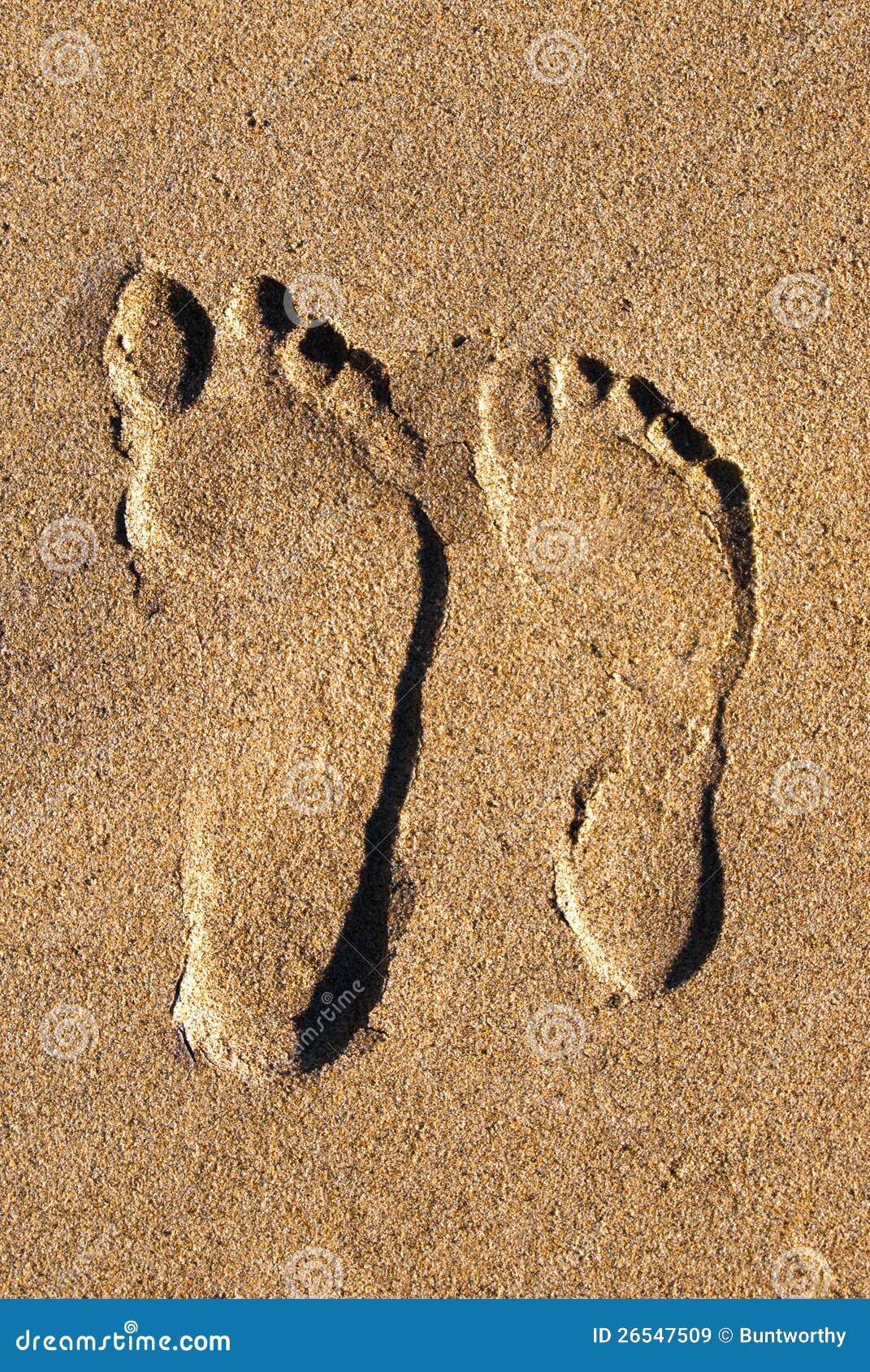 Two Footprints in the Sand from Above Stock Image - Image of toes ...