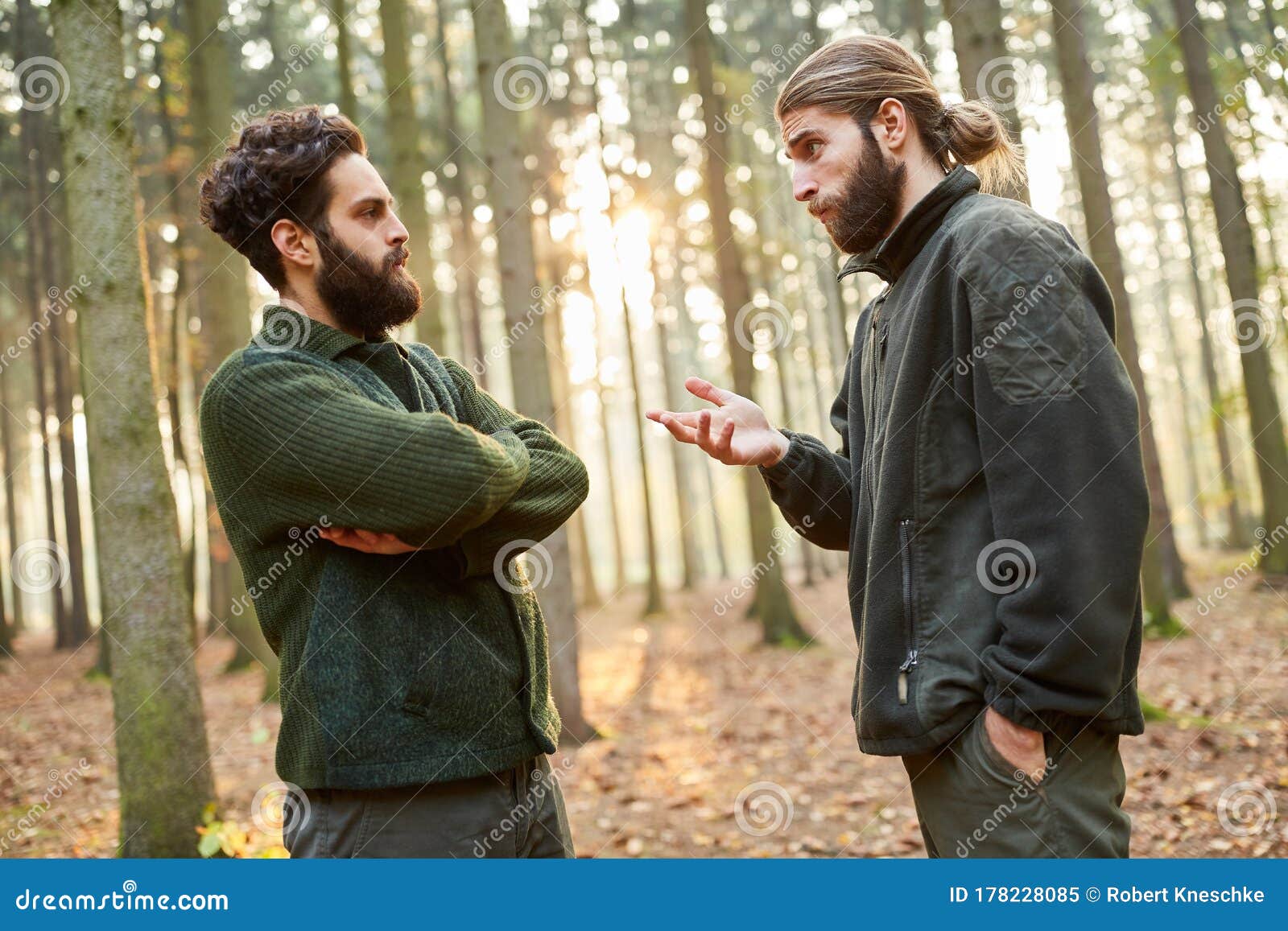 Two Forest Workers or Foresters in Conversation Stock Image - Image of ...