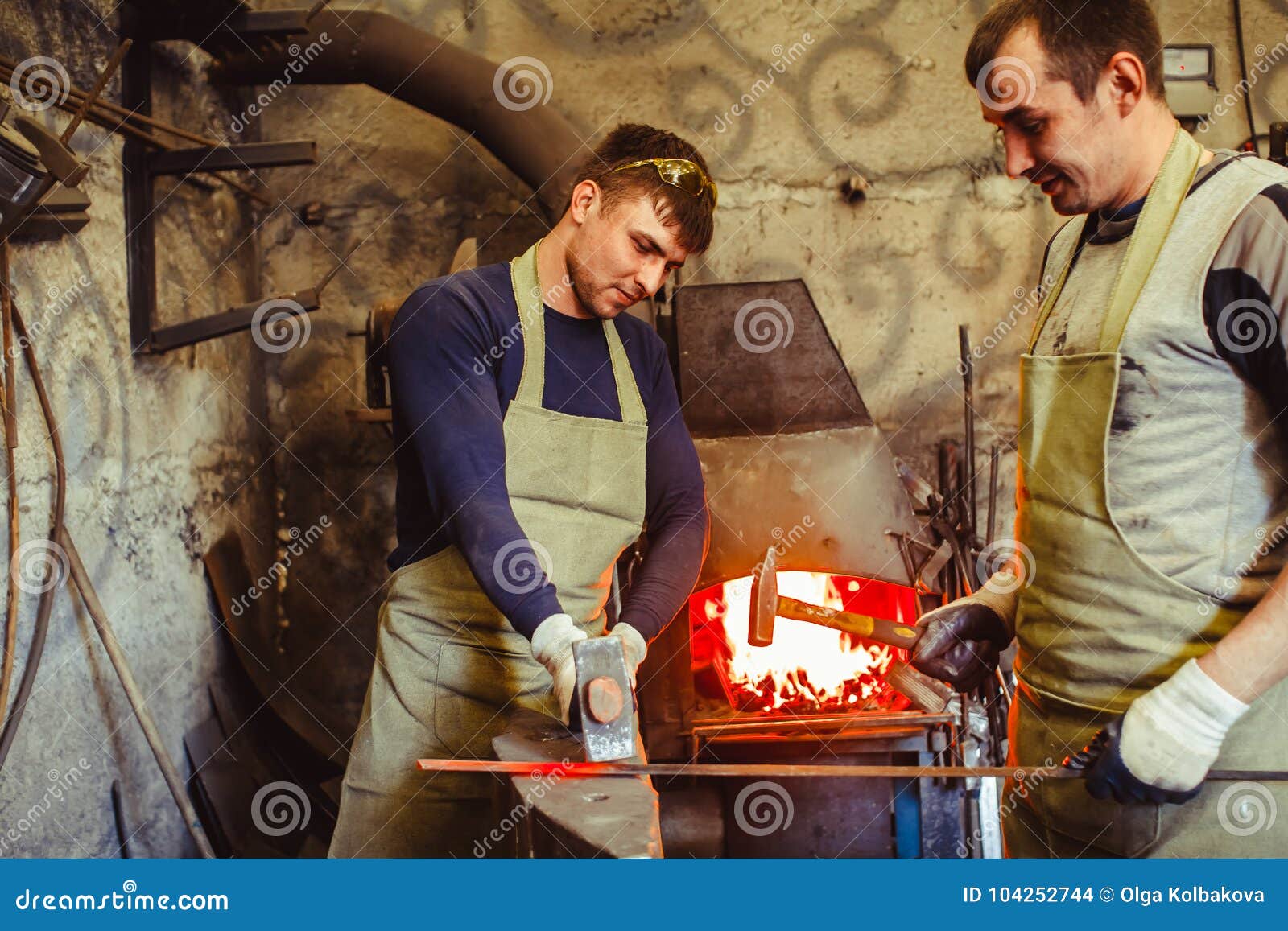 The Blacksmith is at the Forge Stock Photo - Image of hammer, brazier ...