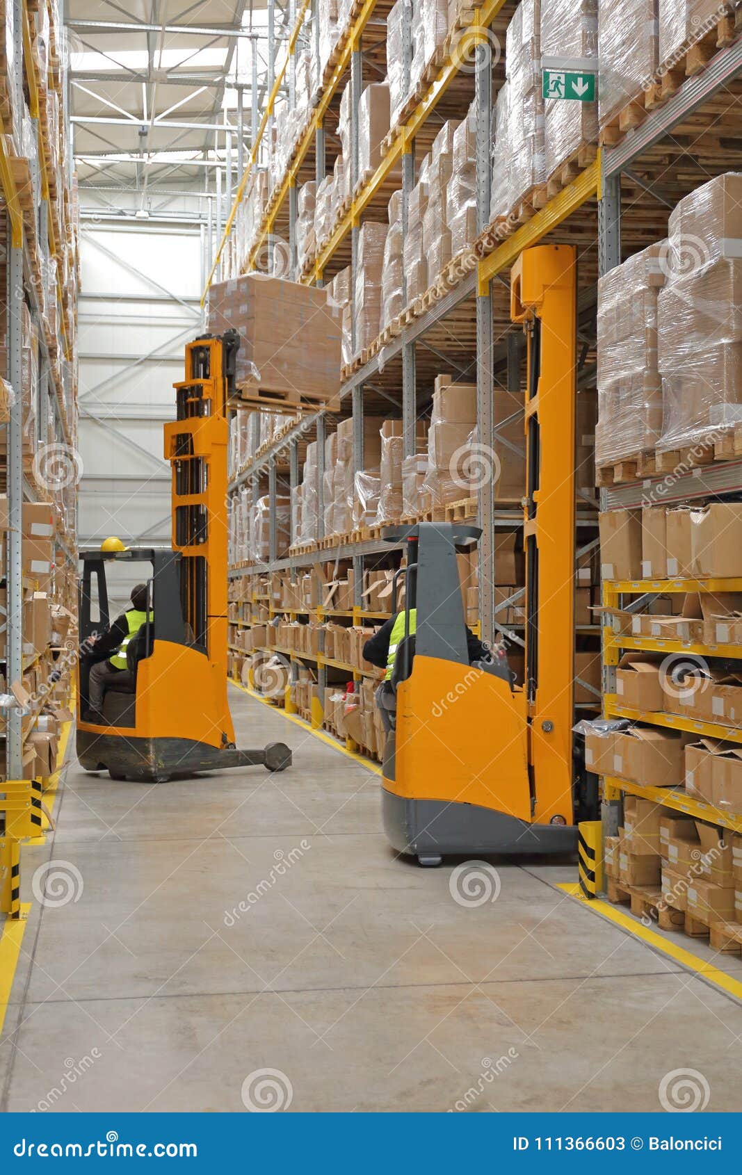 Two Forklifts Warehouse stock image. Image of driver - 111366603
