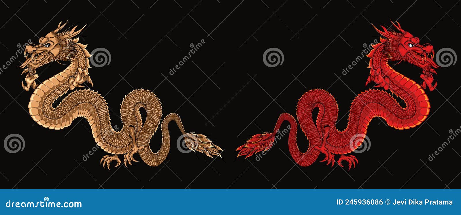 Two Formidable Dragon Illustration Artwork | CartoonDealer.com #245936086