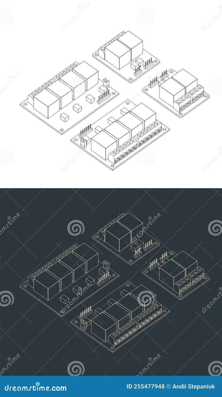 Relays Isometric Drawings Mini Set Cartoon Vector | CartoonDealer.com ...