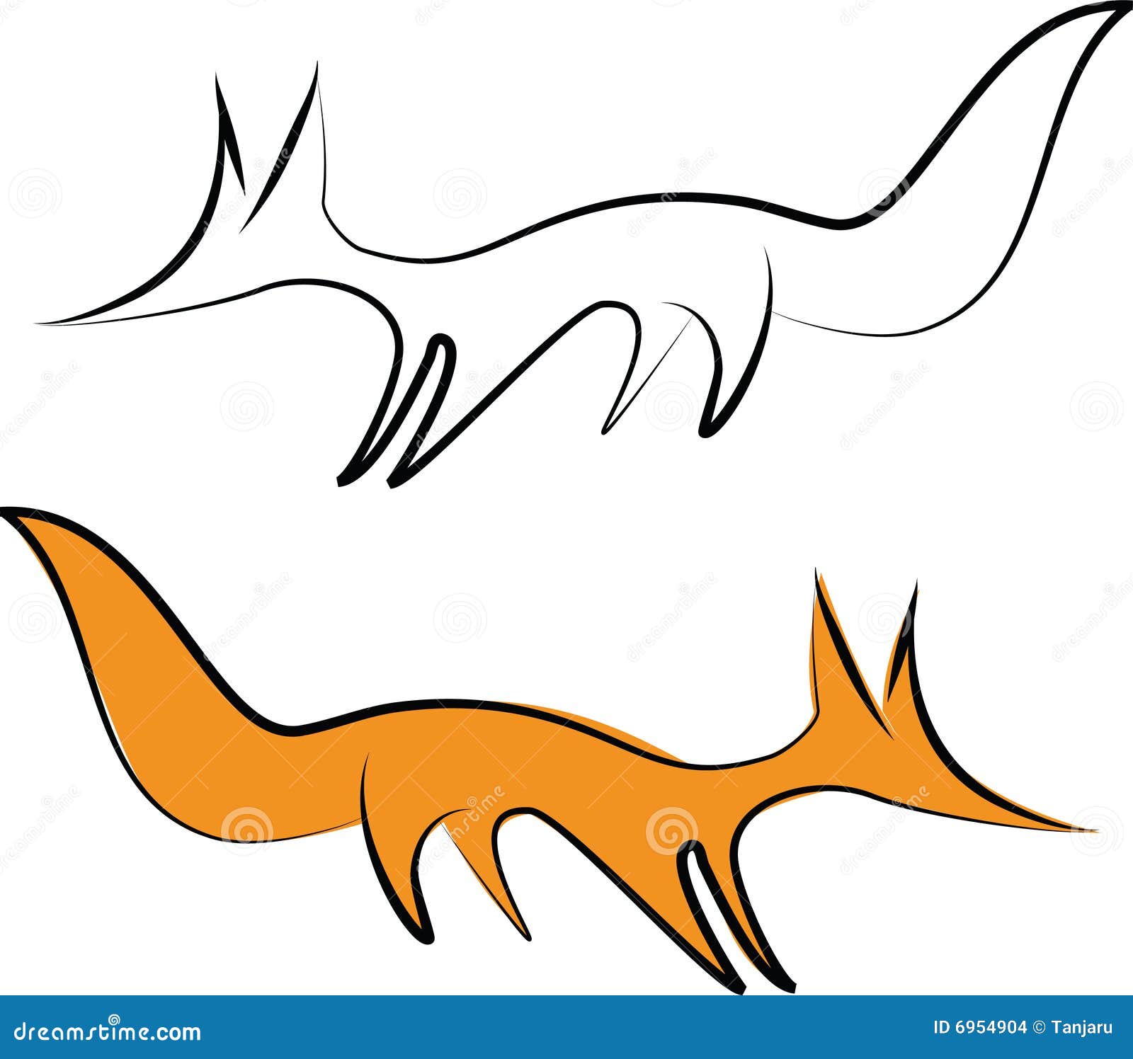 Two fox stock vector. Illustration of predator, wild, tail - 6954904