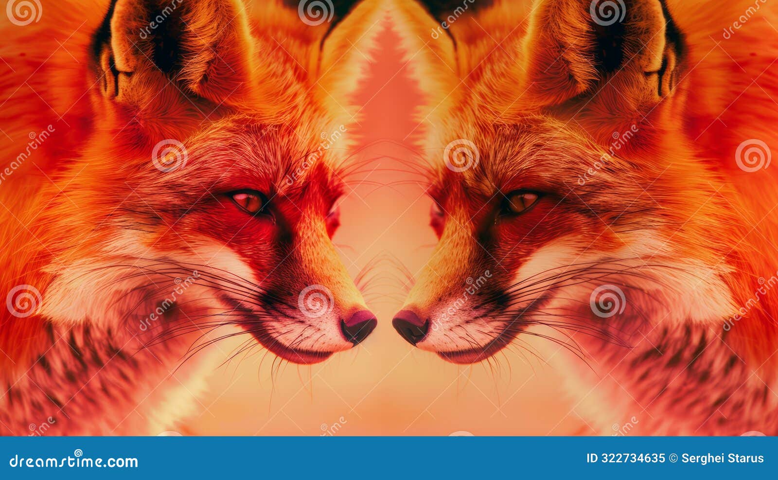 Two Foxes are Looking at Each Other in a Mirror, AI Stock Image - Image ...