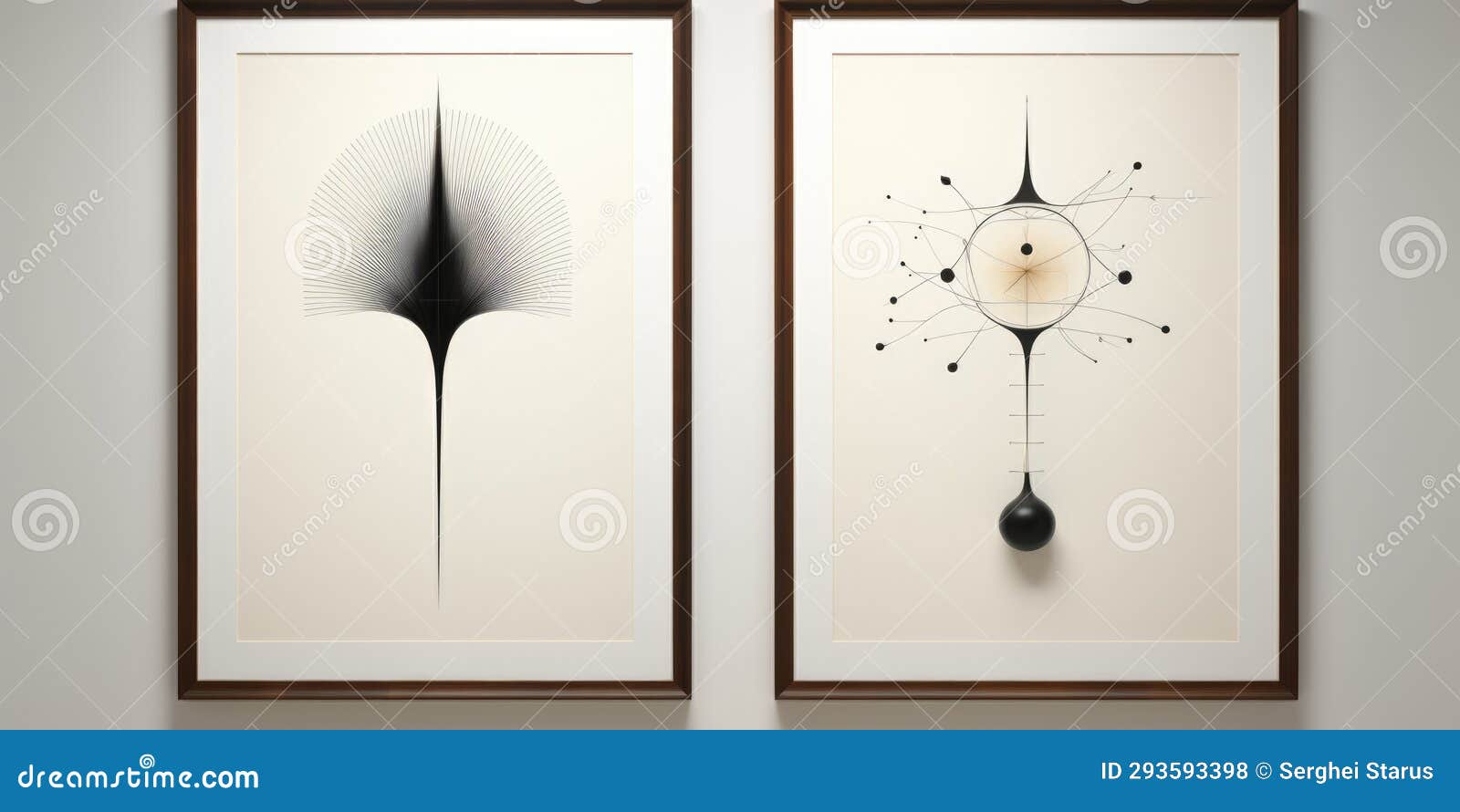 Two Framed Artworks with Black and White Drawings on Them, AI Stock ... Two Framed Artworks with Black and White Drawings on Them, AI Stock ...