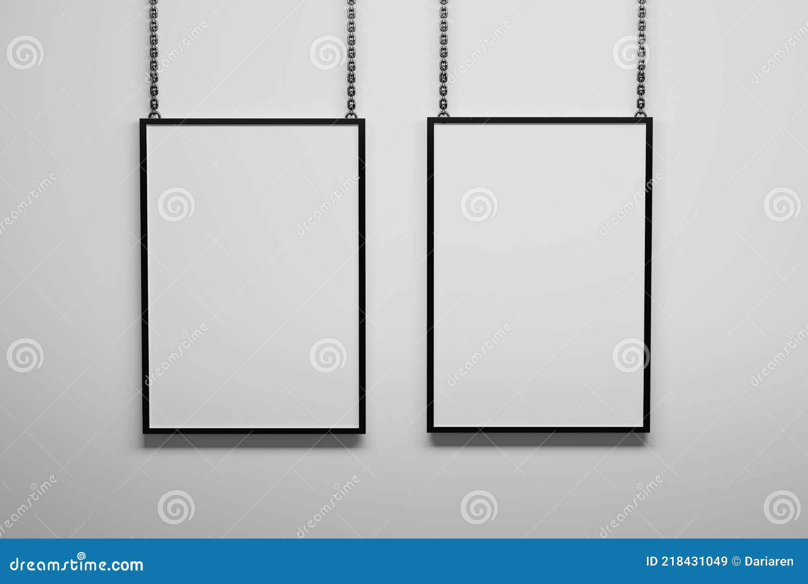 Two A4 Frames Hangin on Black Metallic Chains Stock Illustration ...