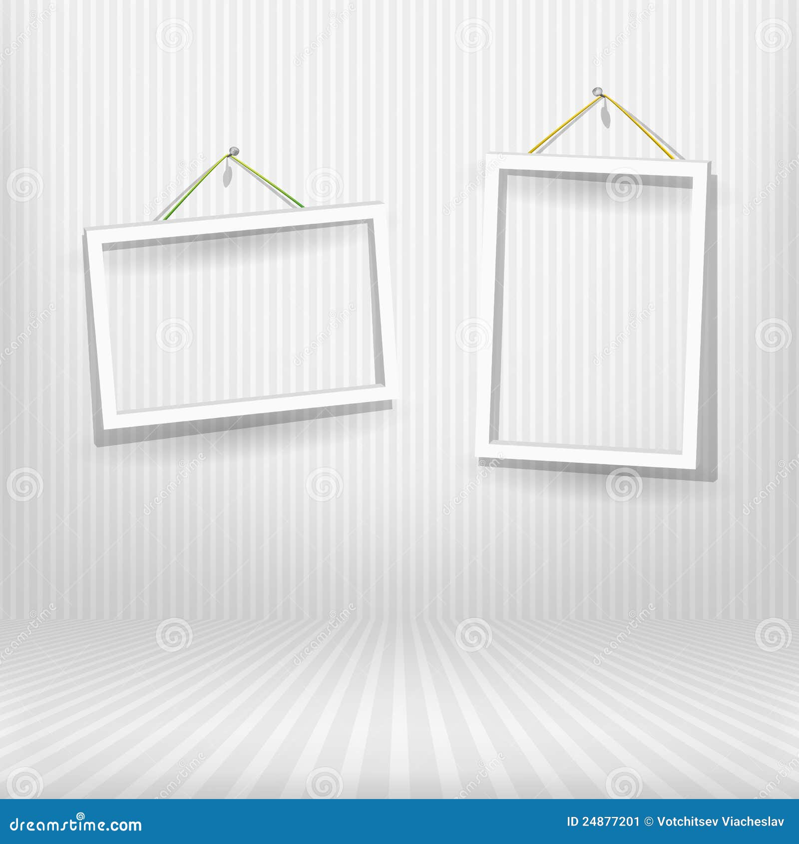 Two frames in striped room stock vector. Illustration of indoor - 24877201