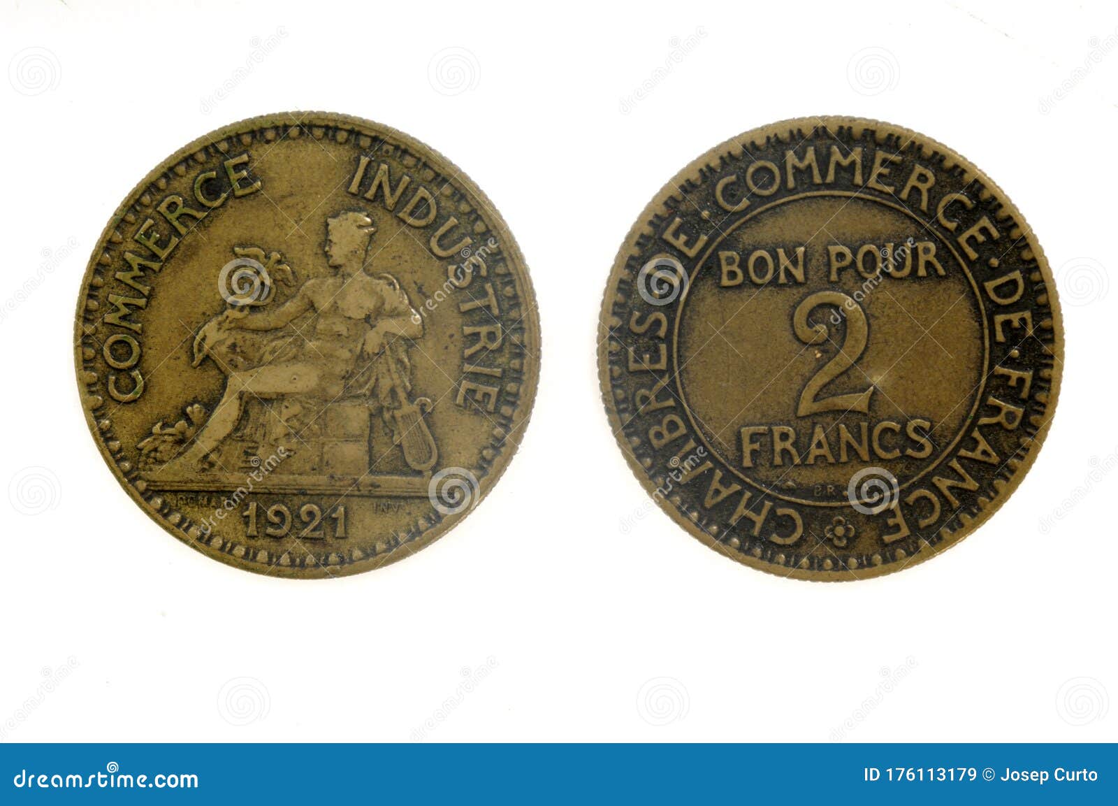 Two francs, french coin stock image. Image of colored - 176113179