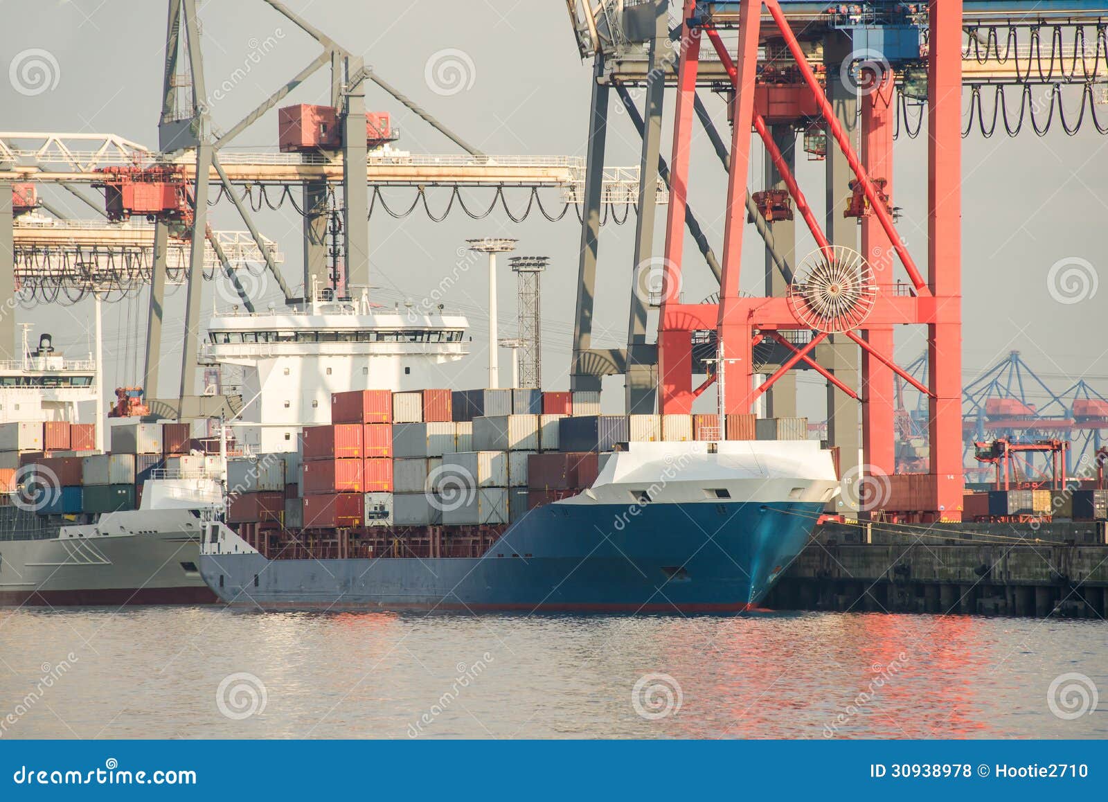 Two freighters in harbor stock photo. Image of economy - 30938978