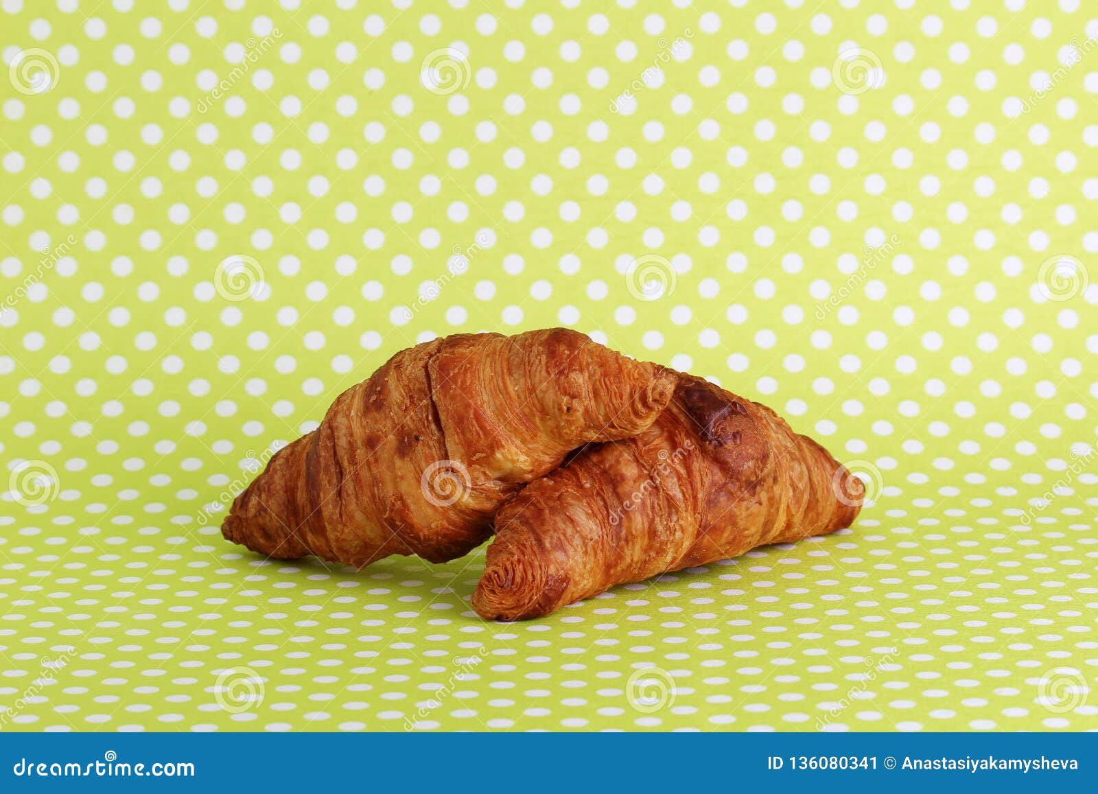 Two French Croissants on the Table Stock Image - Image of fresh, meal ...