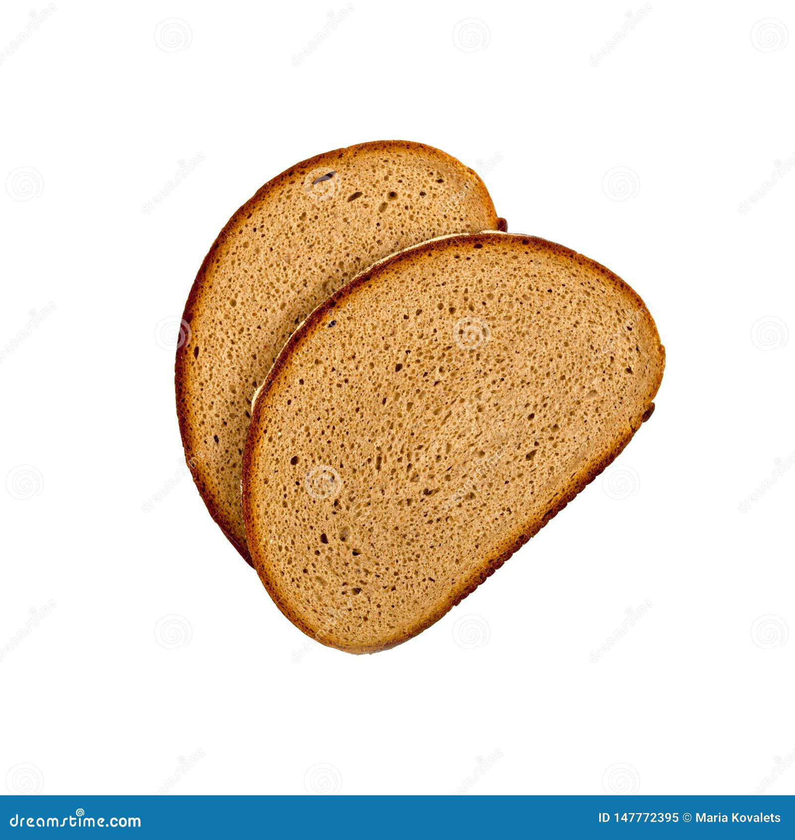 Two Fresh Baked Bread Slices Isolated on White Background Stock Image ...