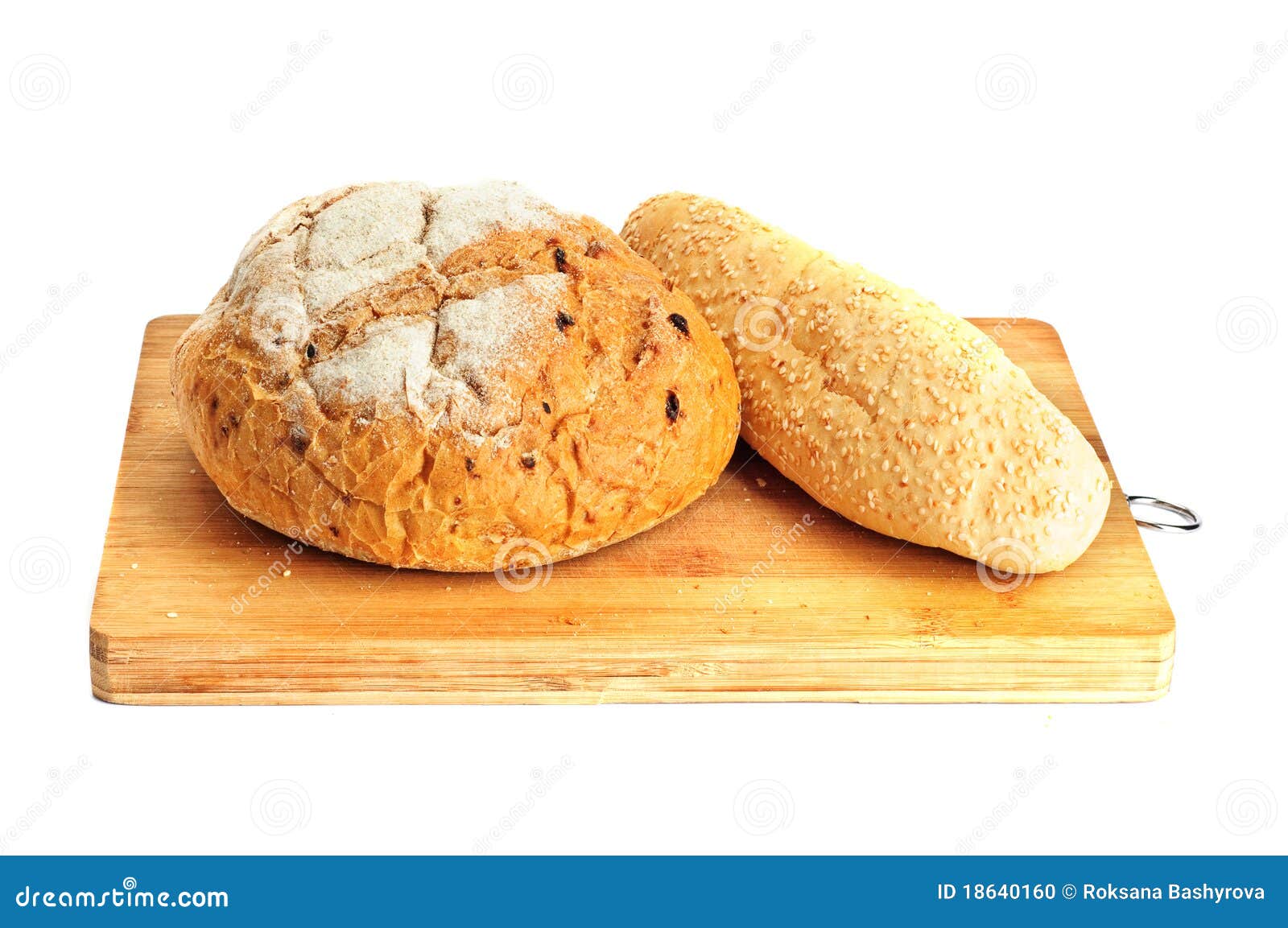Two fresh breads stock photo. Image of bread, board, round - 18640160