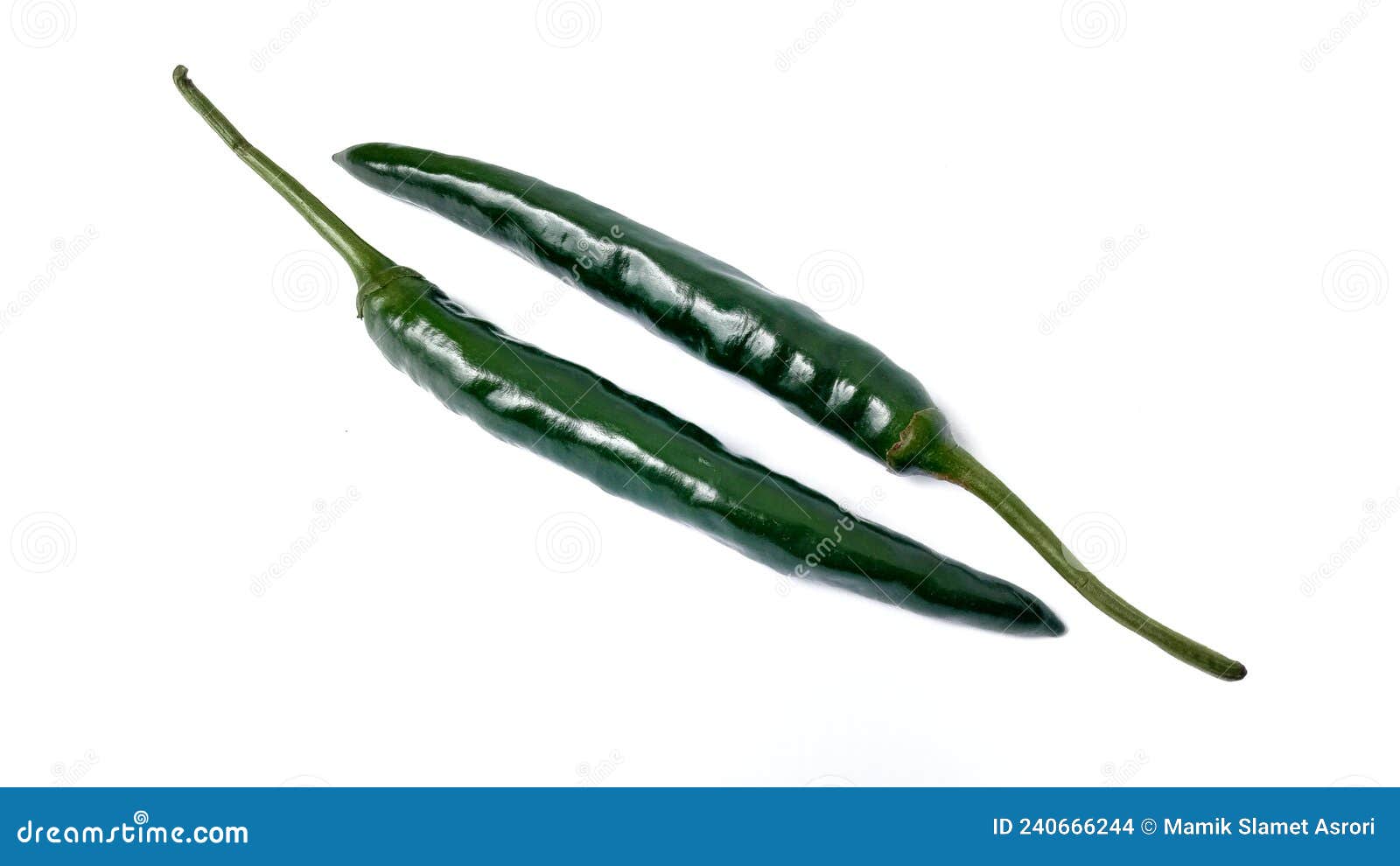 Two Fresh Green Chilies on White Background Stock Photo - Image of ...
