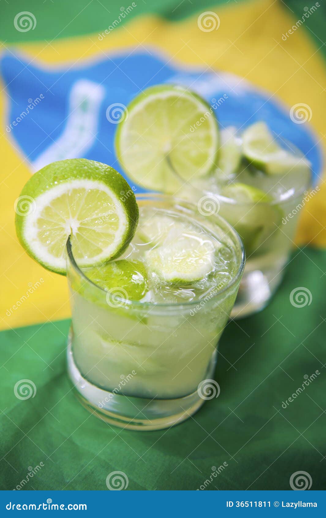 Two Fresh Lime Caipirinhas Brazilian Flag Stock Image - Image of ...