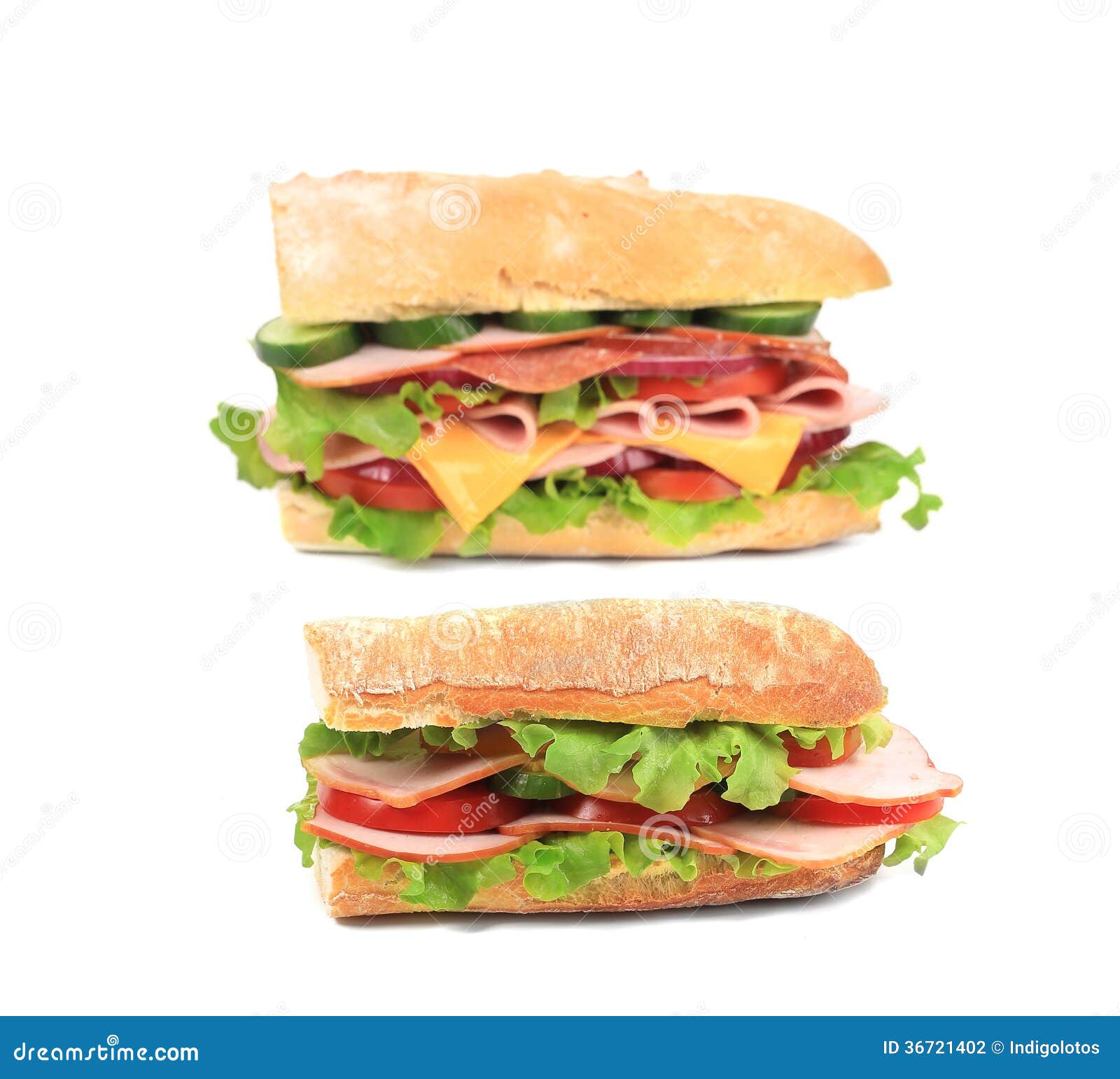 Two fresh sandwiches. stock photo. Image of baguette - 36721402
