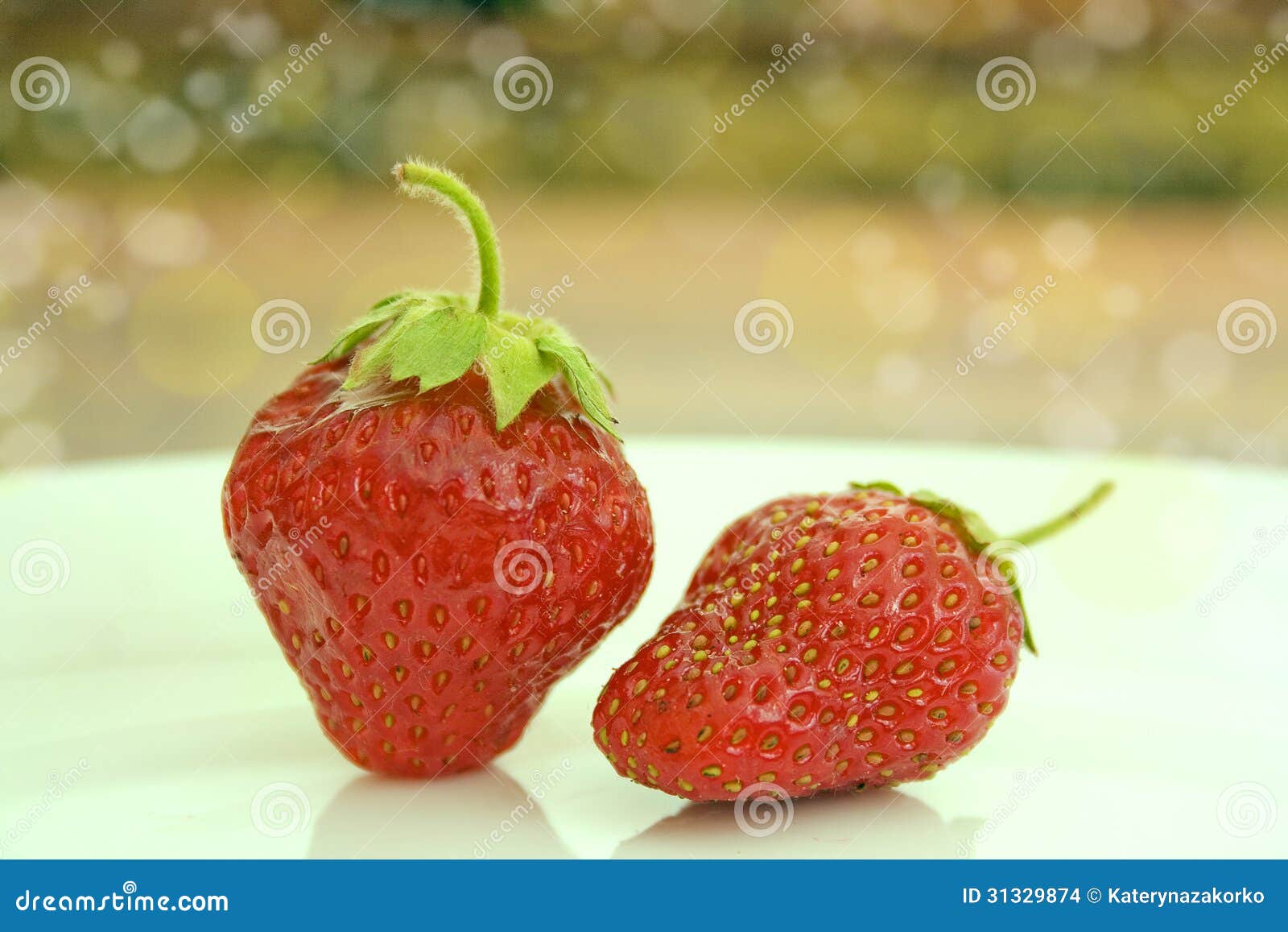 Two fresh strawberries stock photo. Image of closeup - 31329874