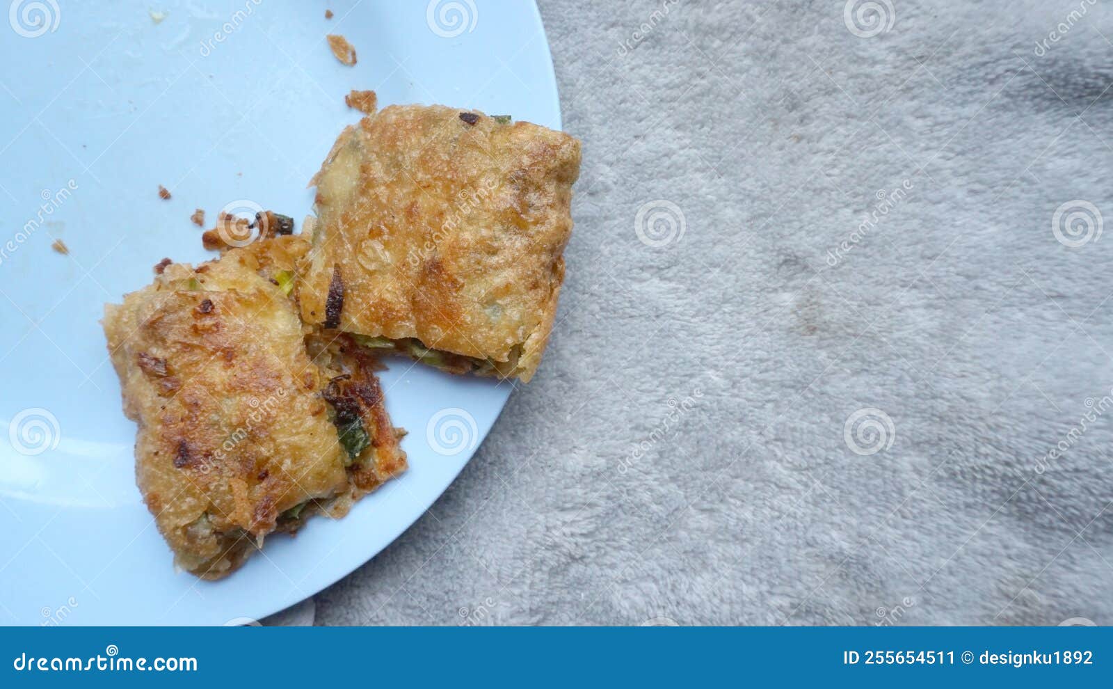 Two Fried Martabak Snack in Blue Dish Stock Image - Image of dish ...