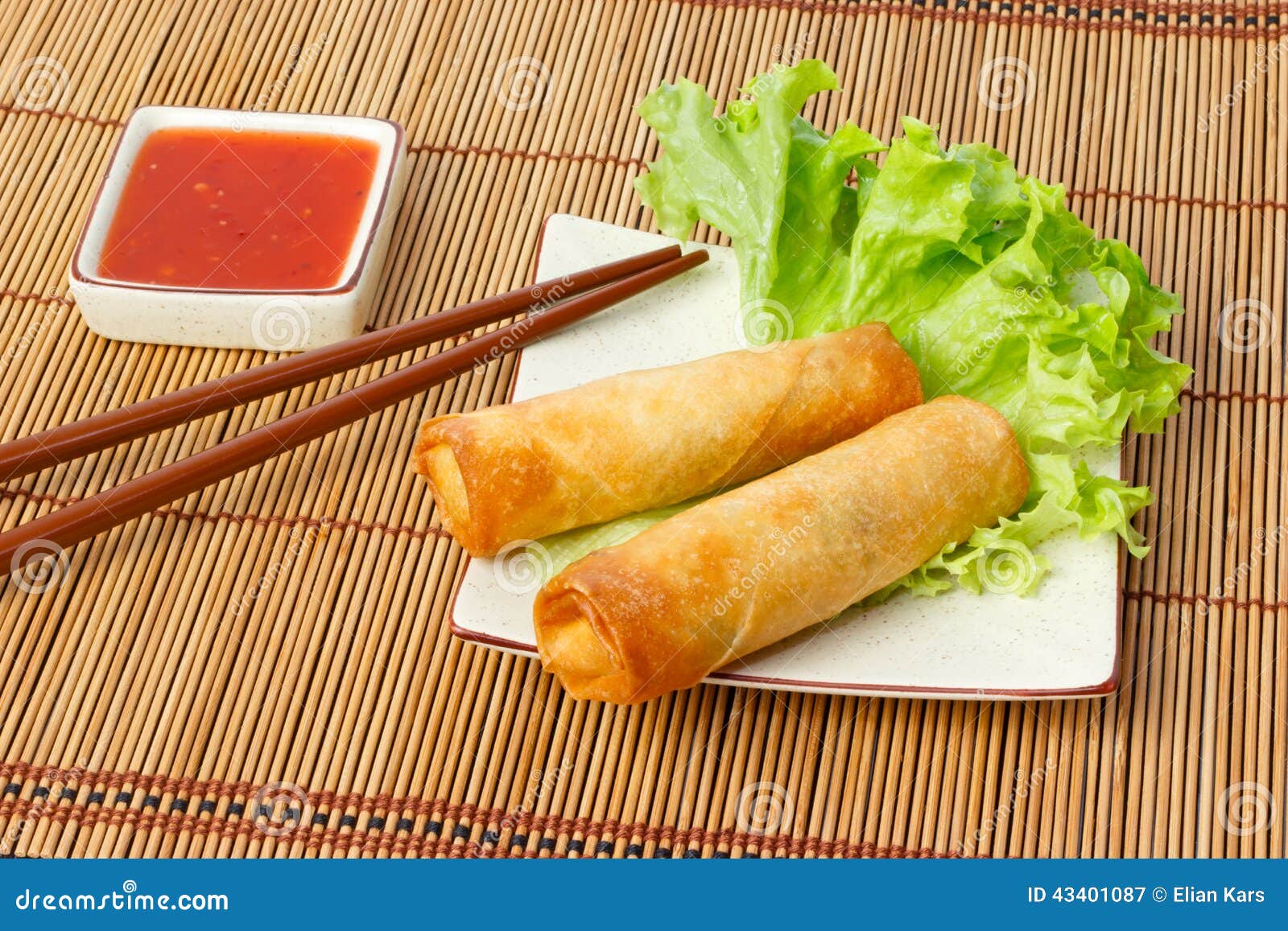 Two Fried Spring Rolls on a Plate Stock Image - Image of roll, food ...