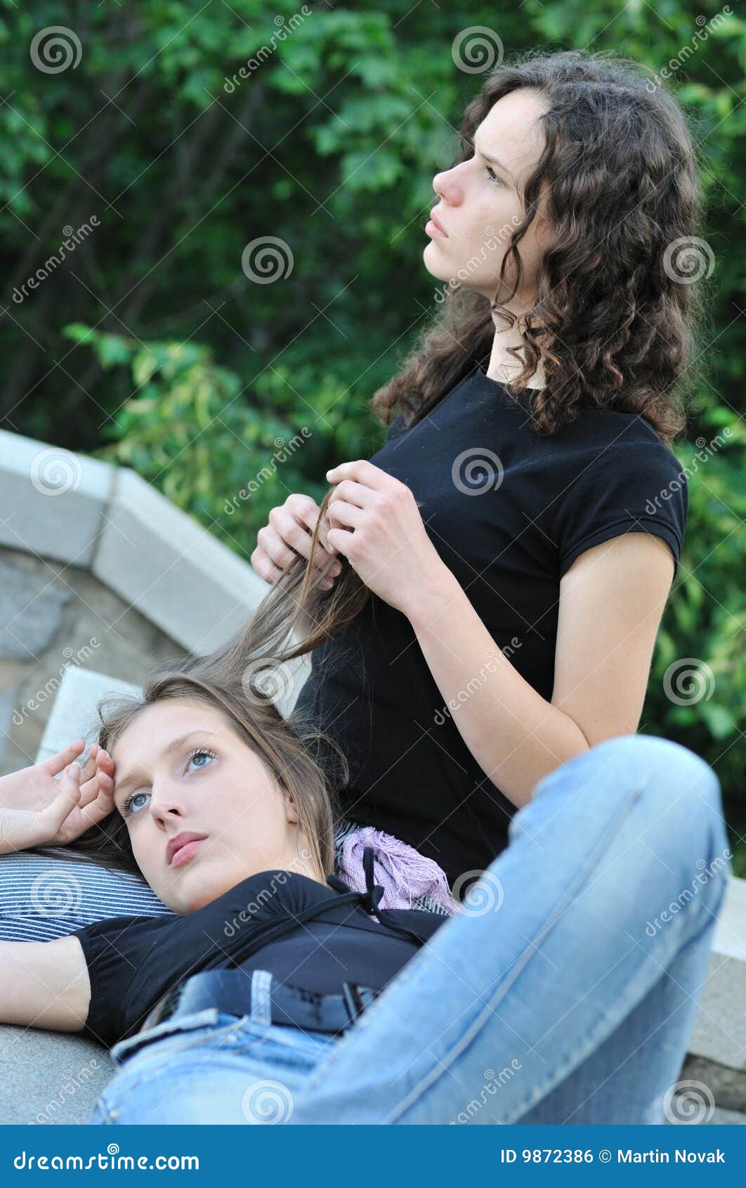 Two friend outdoors stock photo. Image of female, portrait - 9872386