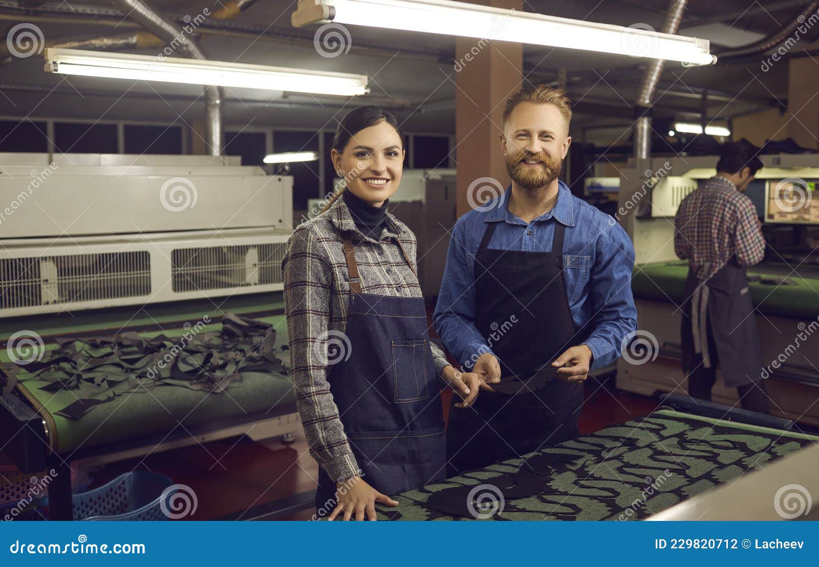 Two Friendly Smiling Shoemaker Looking at Camera Standing at Workshop ...