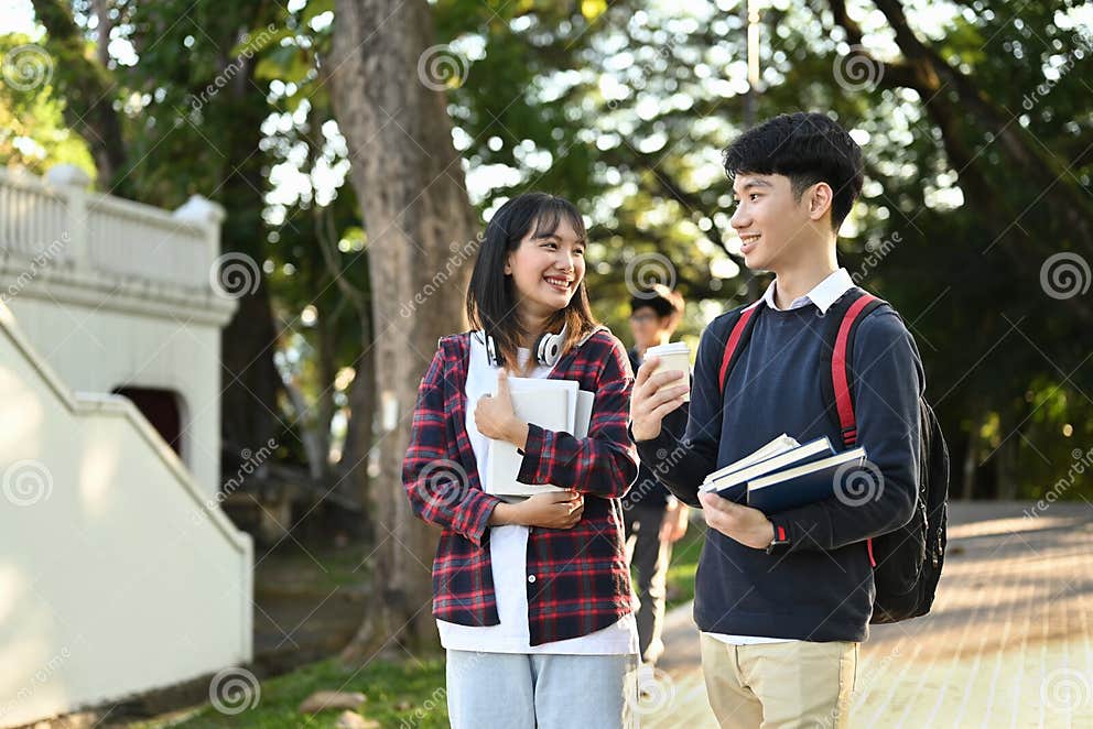 Two Friendly University Students are Talking To Each Other after ...