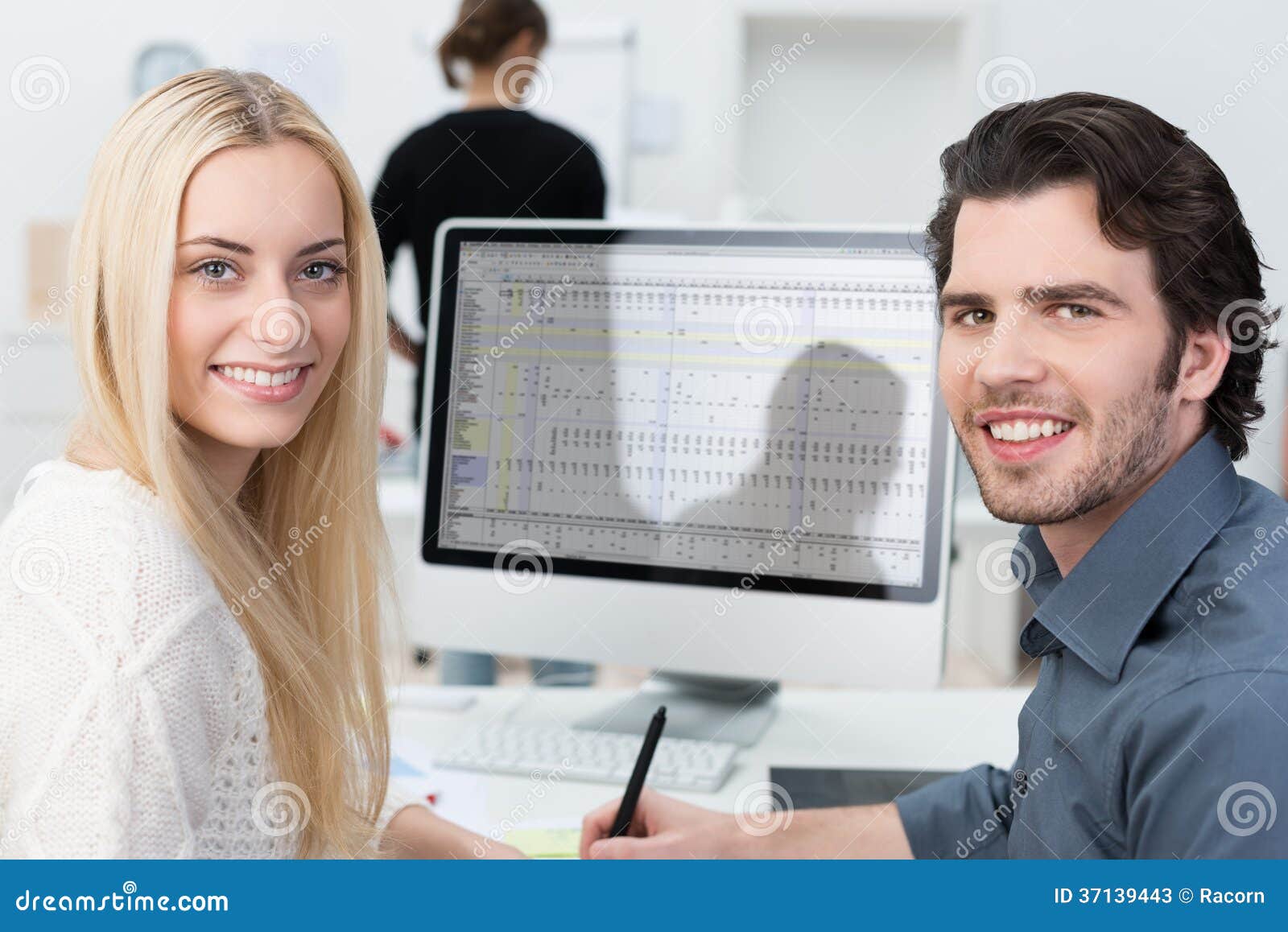 Two Friendly Young Business Partners Stock Image - Image of plan ...