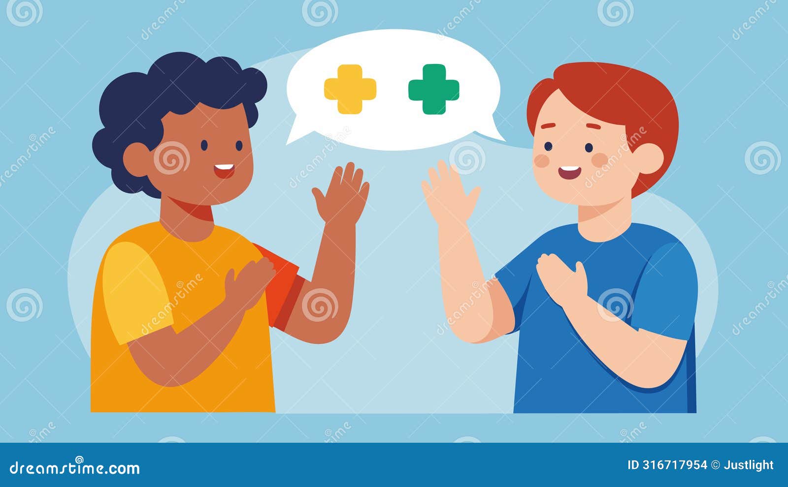 Two Friends with Autism Playing Together Using Sign Language To ...