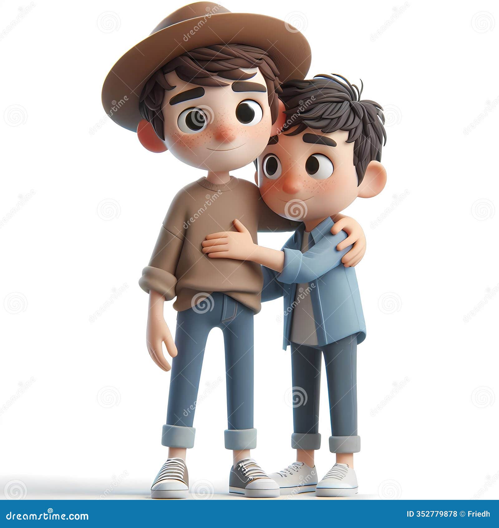 Two Friends in Caring Interaction Stock Illustration - Illustration of ...