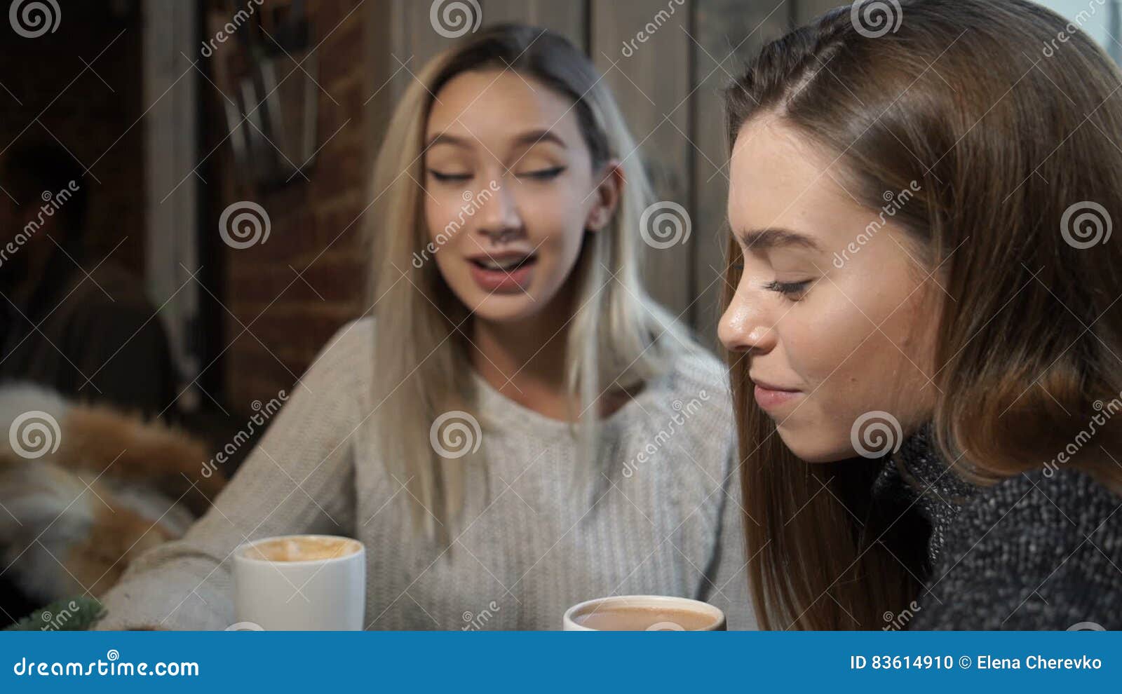Two Friends Communicate with in Cafe Stock Footage - Video of ...