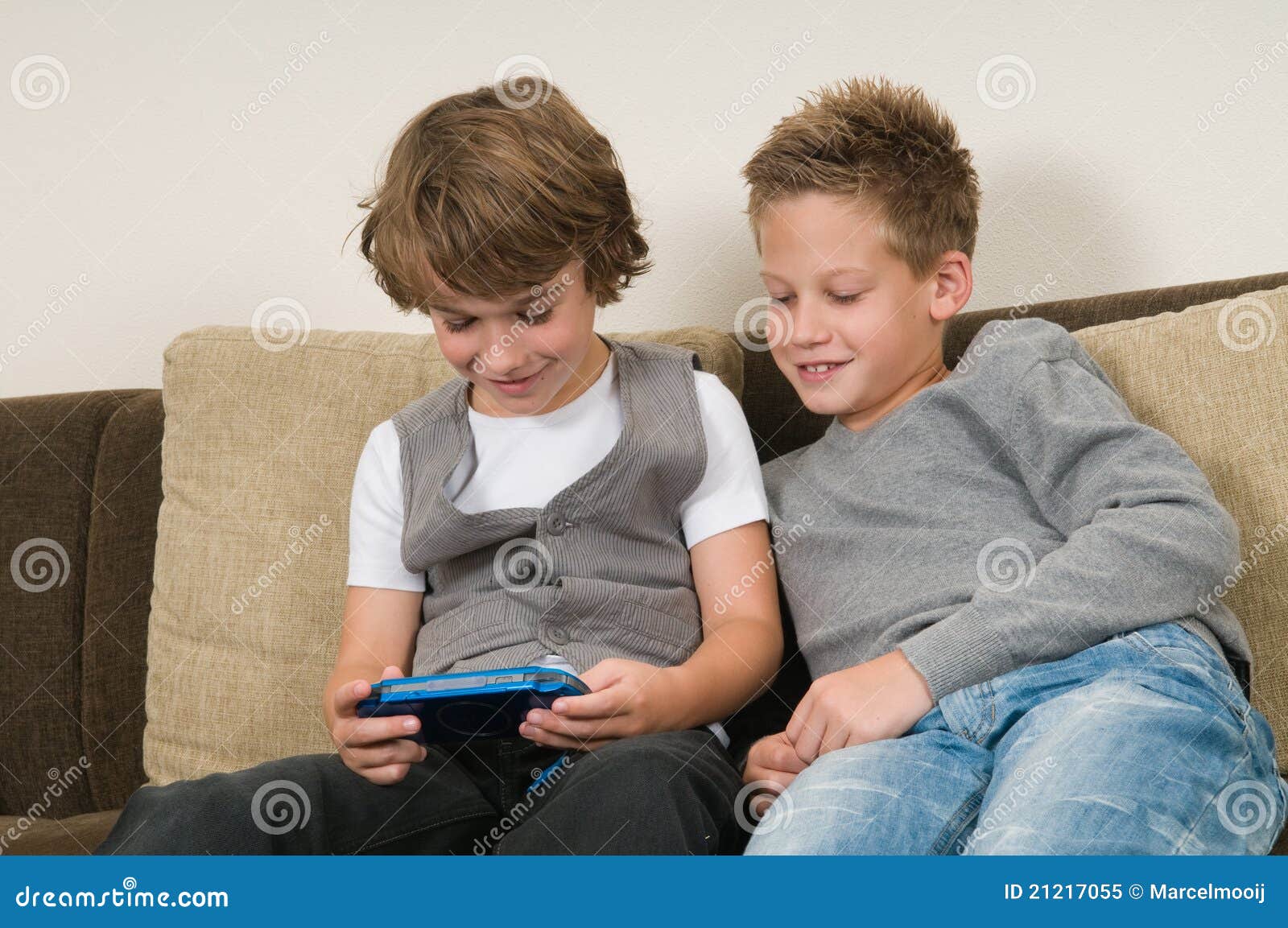 Two Friends on a Computergame Stock Image - Image of console, excited ...