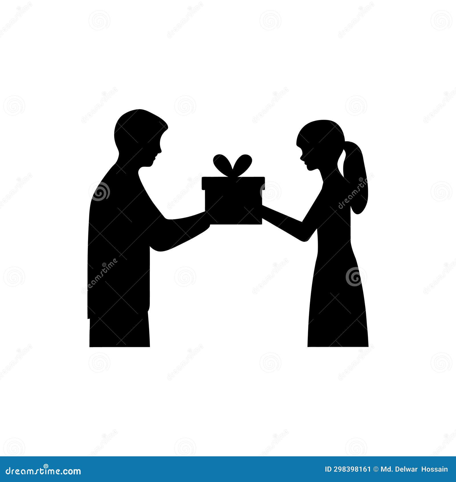 Two Friends Exchanging a Gift Icon Stock Vector - Illustration of gift ...