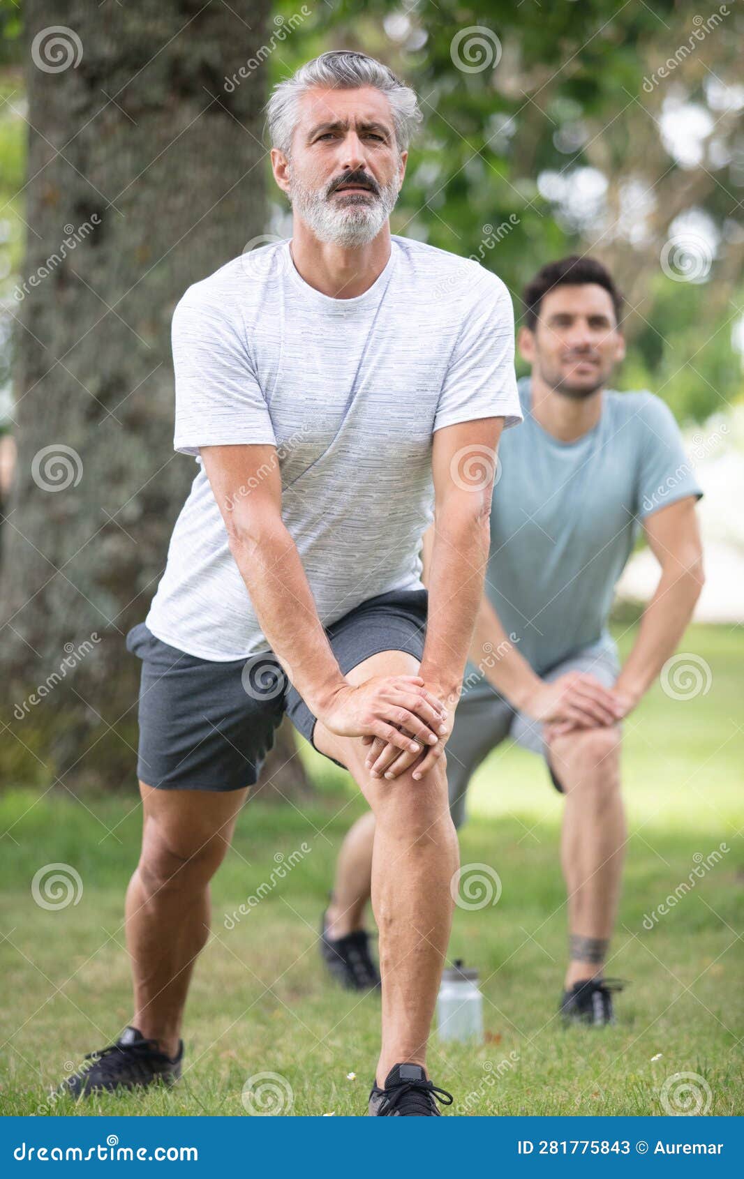 Two Friends Exercising in Forest Together Stock Image - Image of jogger ...