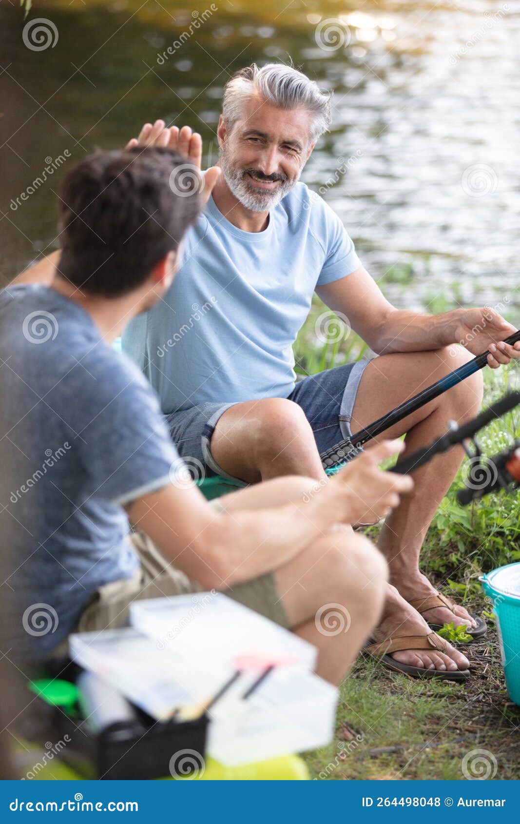 Two Friends on Fishing Trip Stock Photo - Image of catcher, summer ...