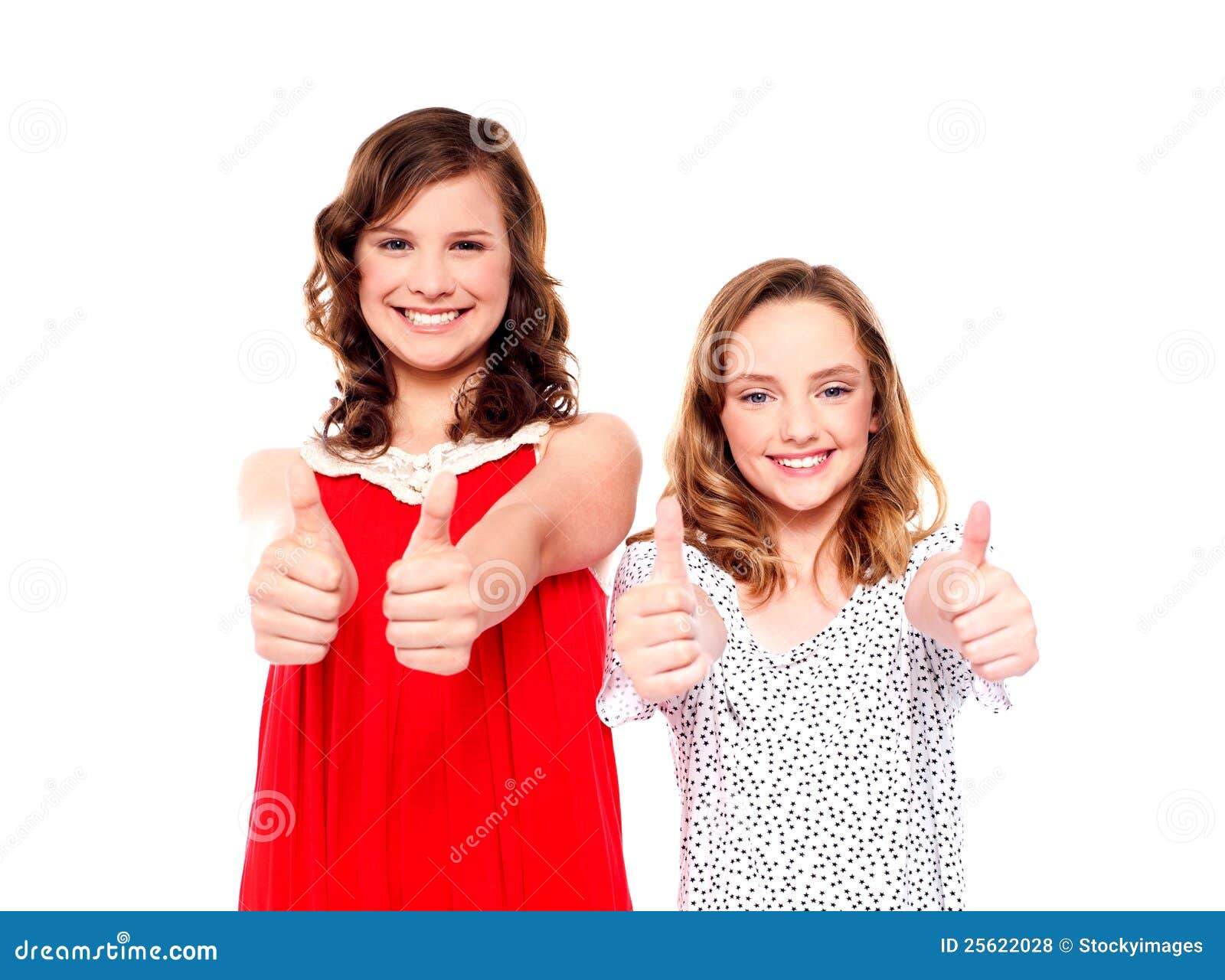 Two Friends Gesturing Thumbs Up Stock Photo - Image of person, pretty ...