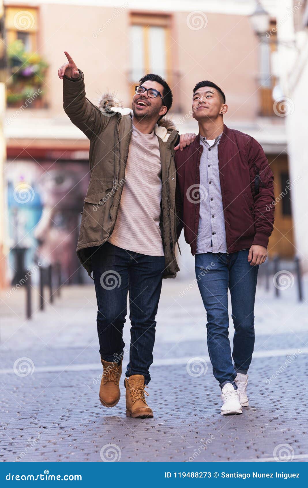 Two friends having fun. stock image. Image of multiracial - 119488273