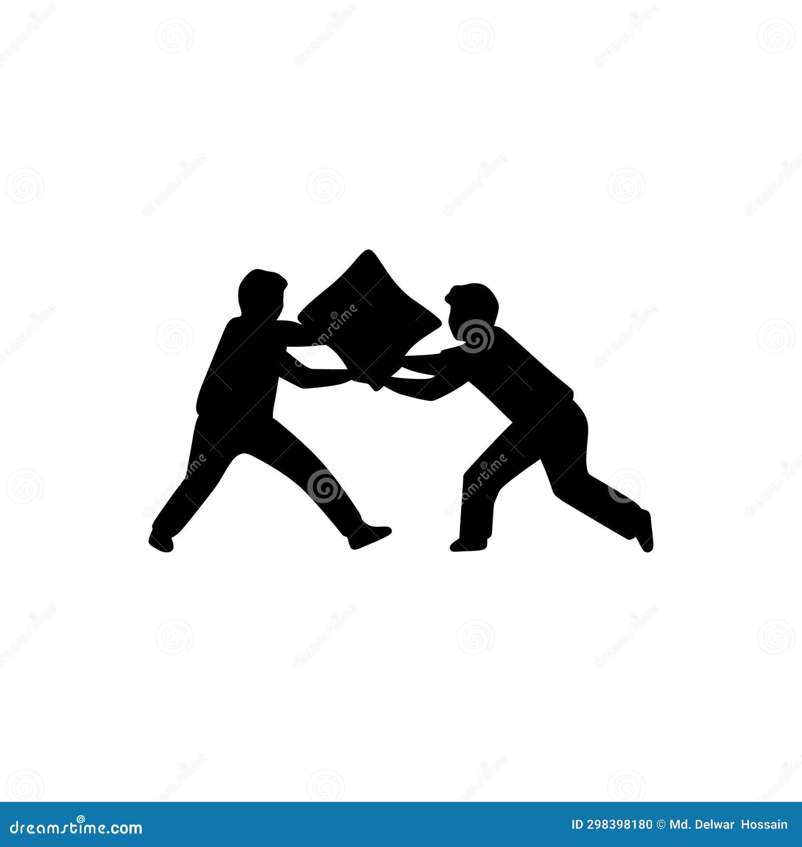 Two Friends Having a Pillow Fight Icon Stock Vector - Illustration of ...