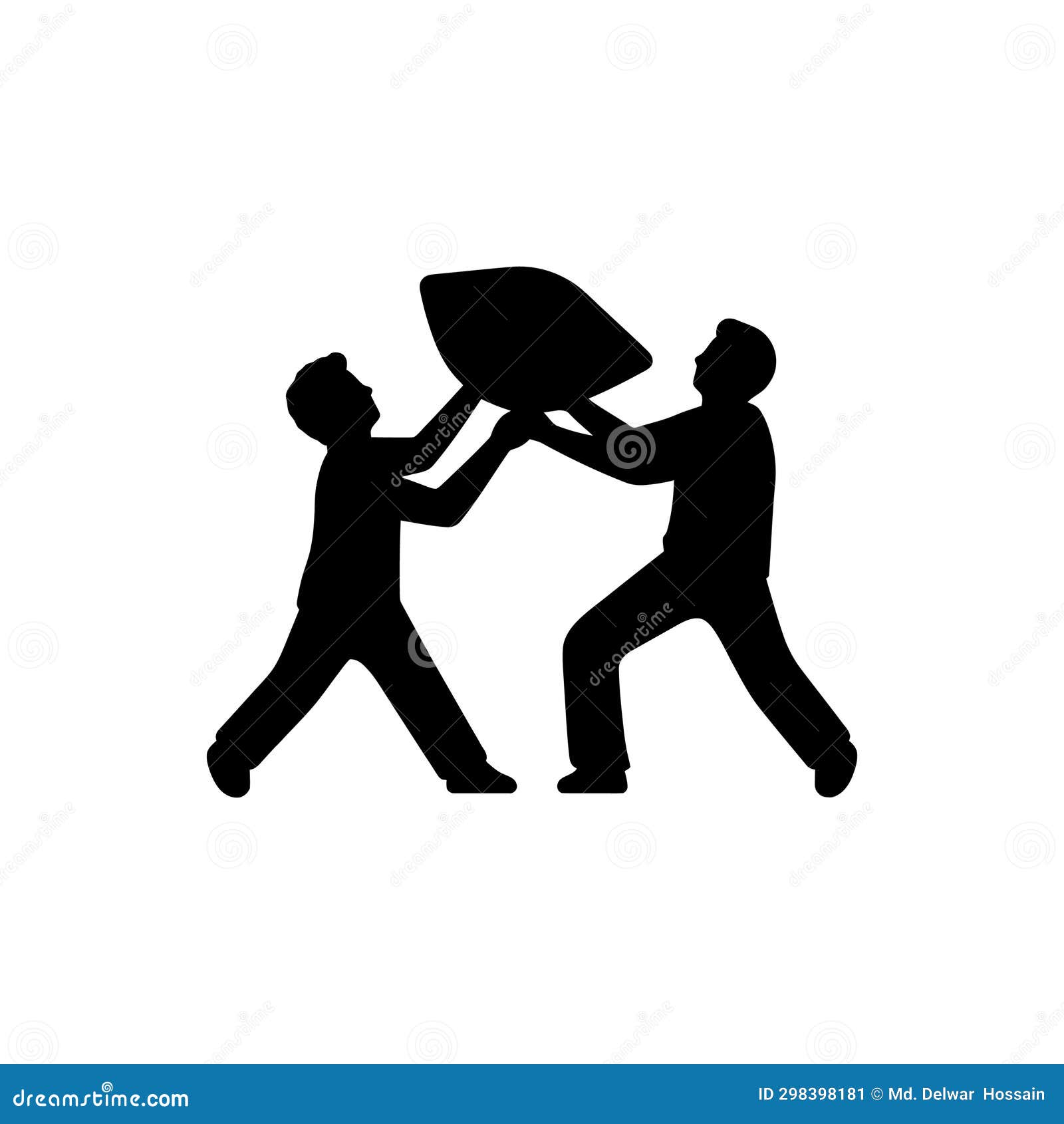 Two Friends Having a Pillow Fight Icon Stock Vector - Illustration of ...