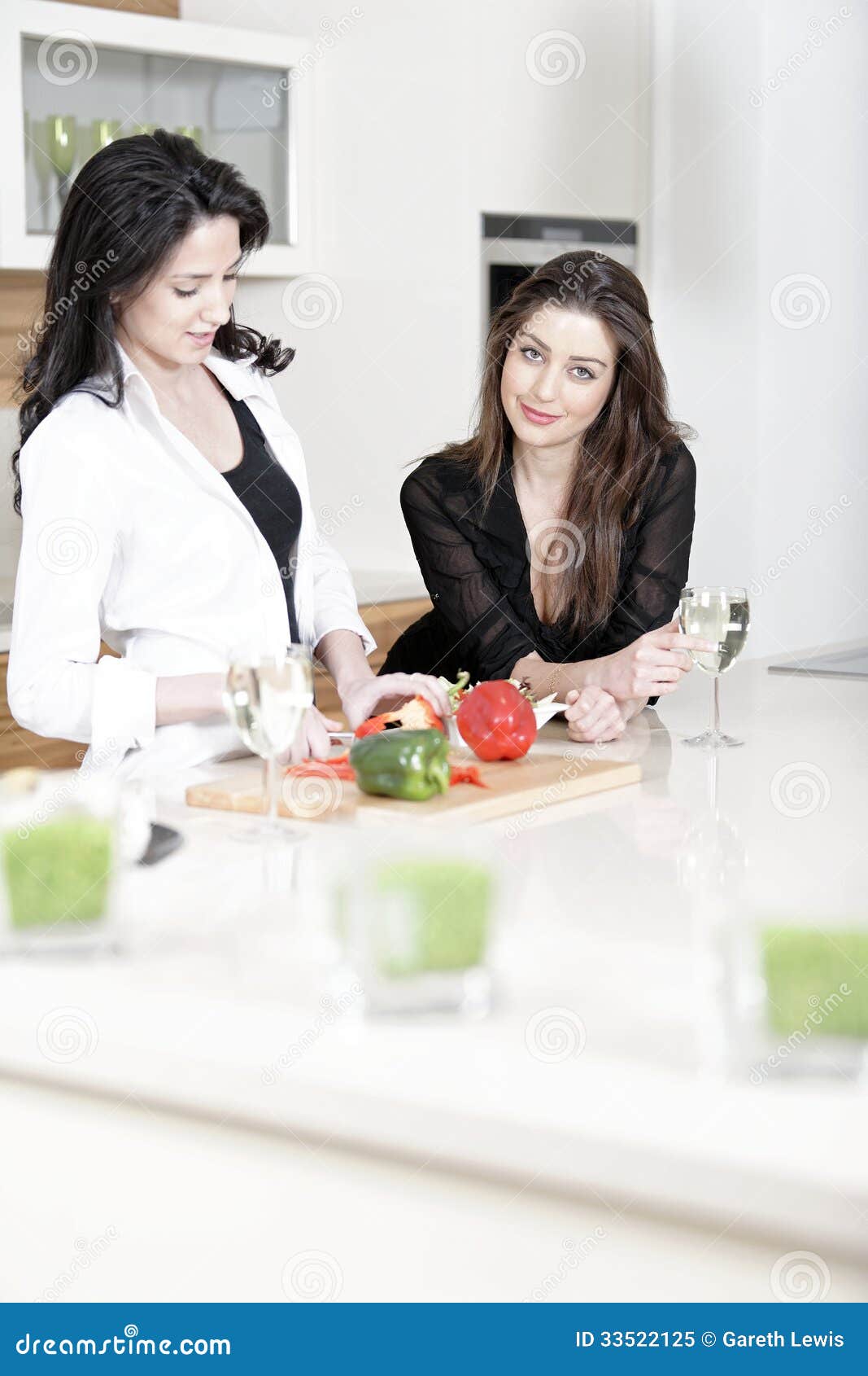 Two Friends in a Kitchen Cooking Stock Image - Image of adult, house ...