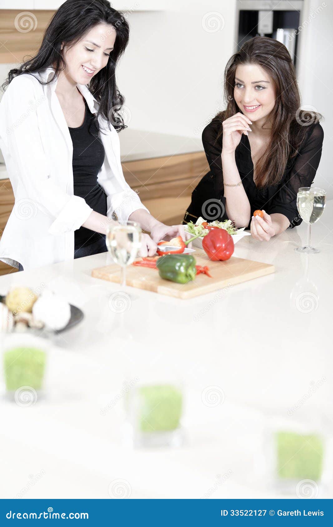 Two Friends in a Kitchen Cooking Stock Image - Image of fresh, chopping ...