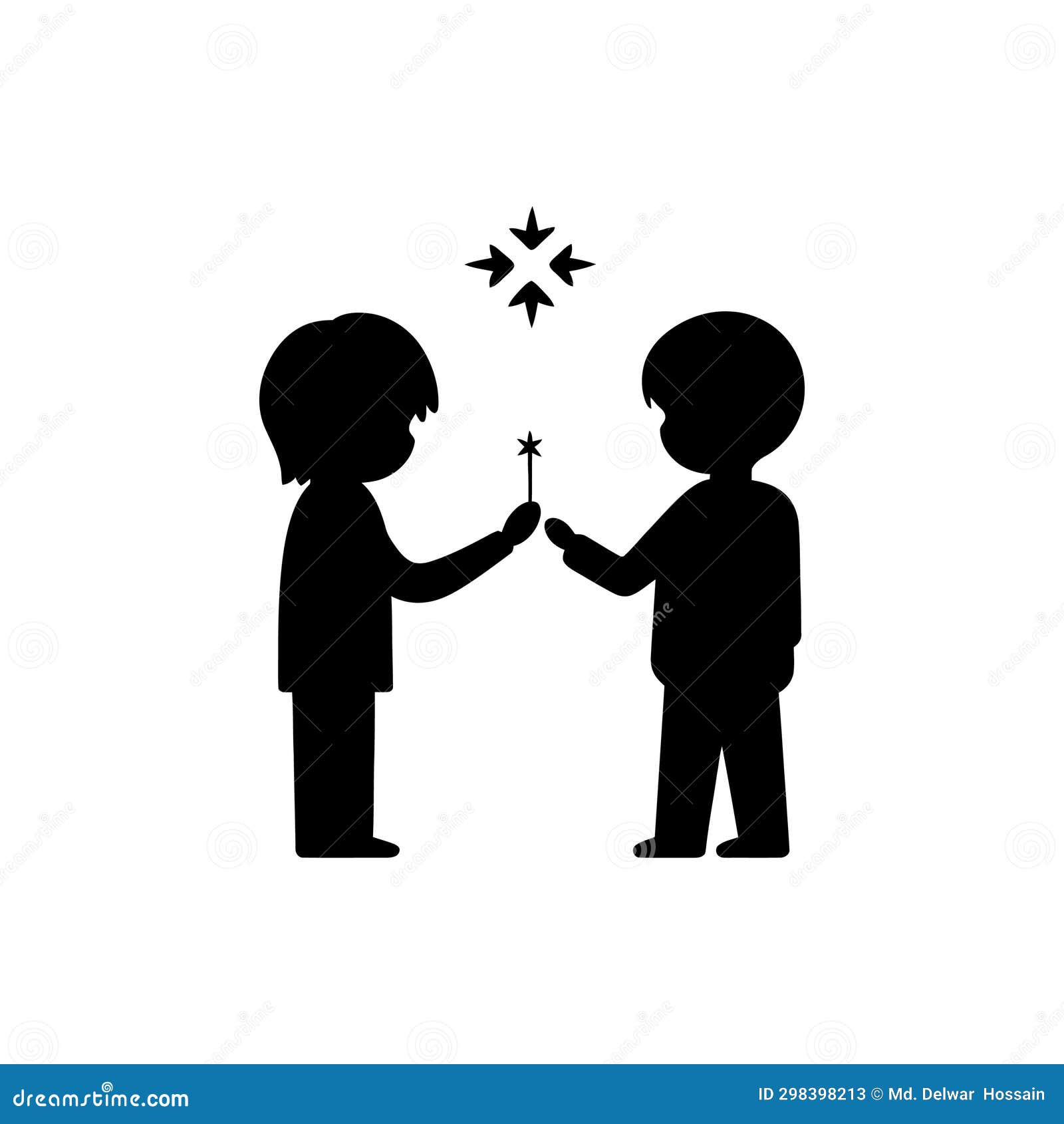Two Friends Making a Wish Icon Stock Vector - Illustration of symbol ...
