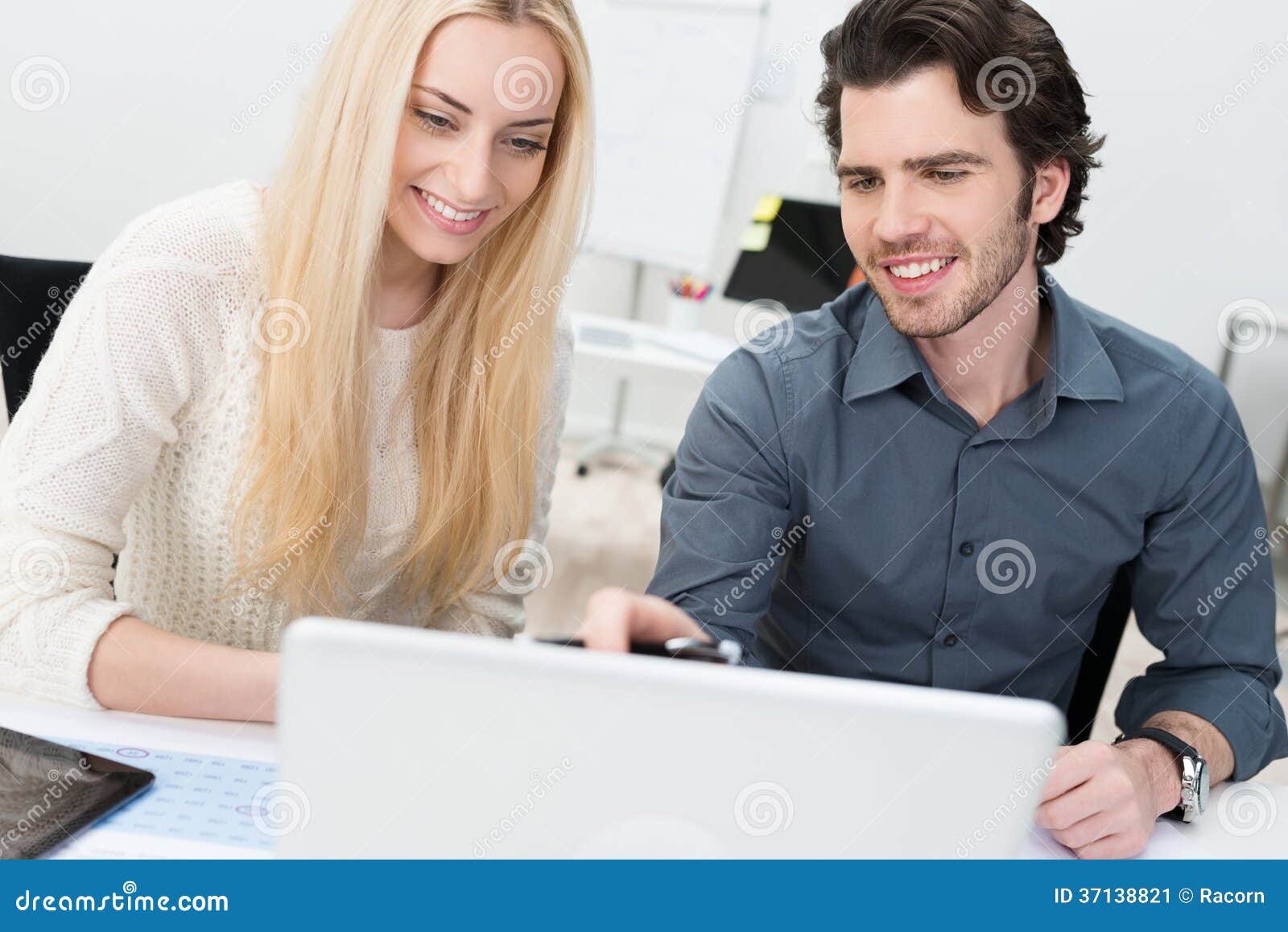 Two Friends or Partners Working in the Office Stock Image - Image of ...