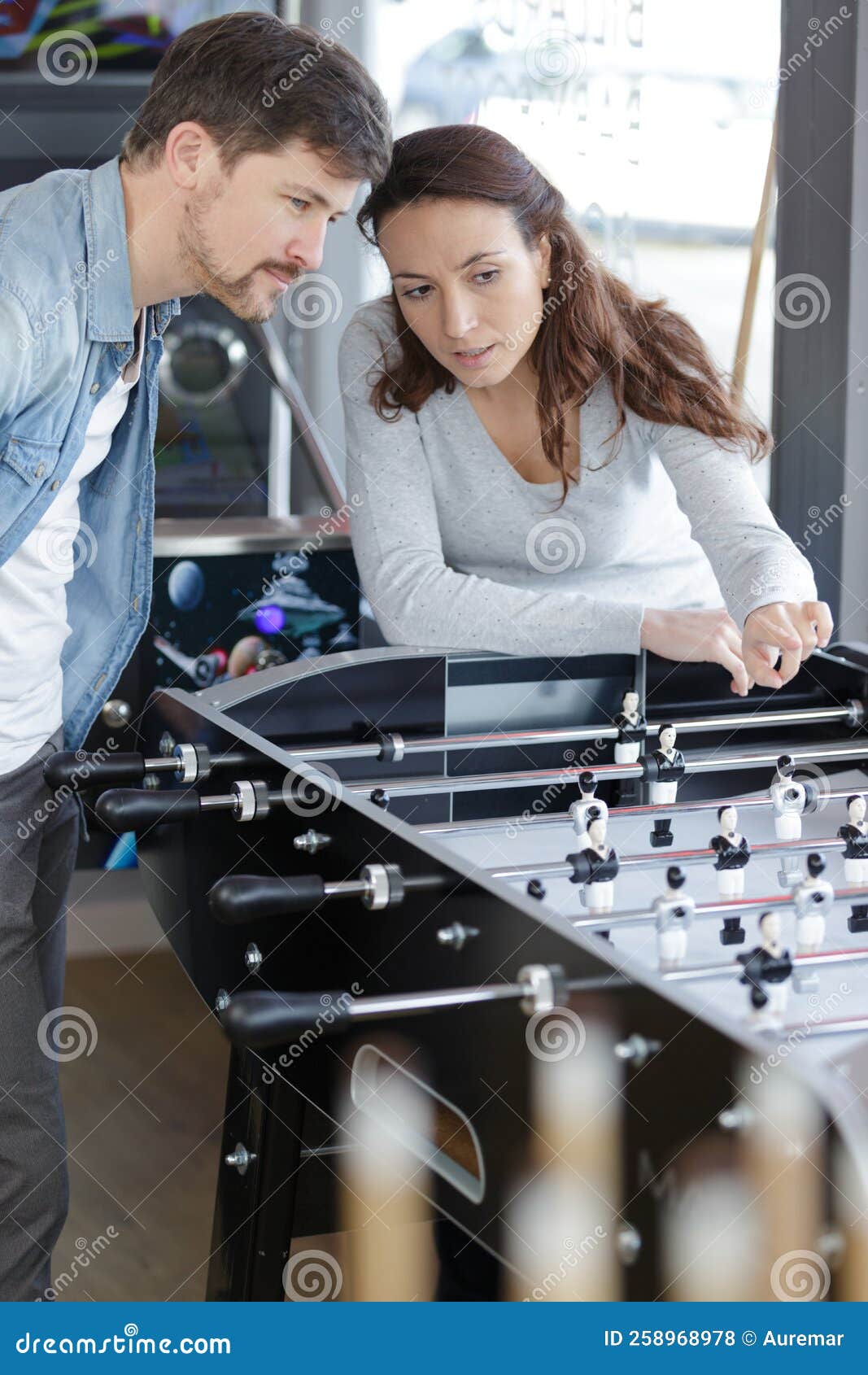 Two Friends Playing Table Football Stock Photo - Image of serviceman ...