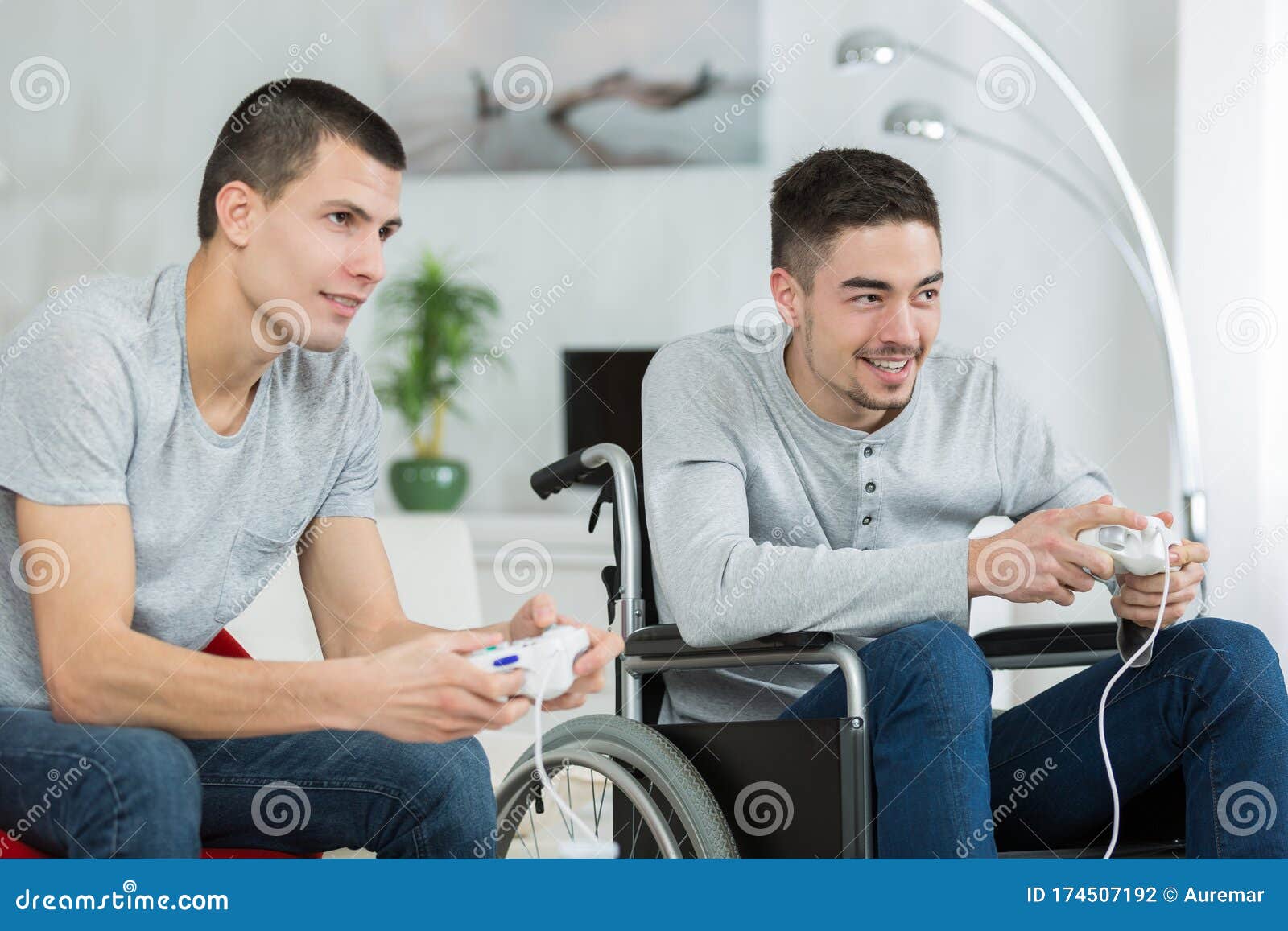 Two Friends Playing Video Game Stock Photo - Image of smile, friends ...
