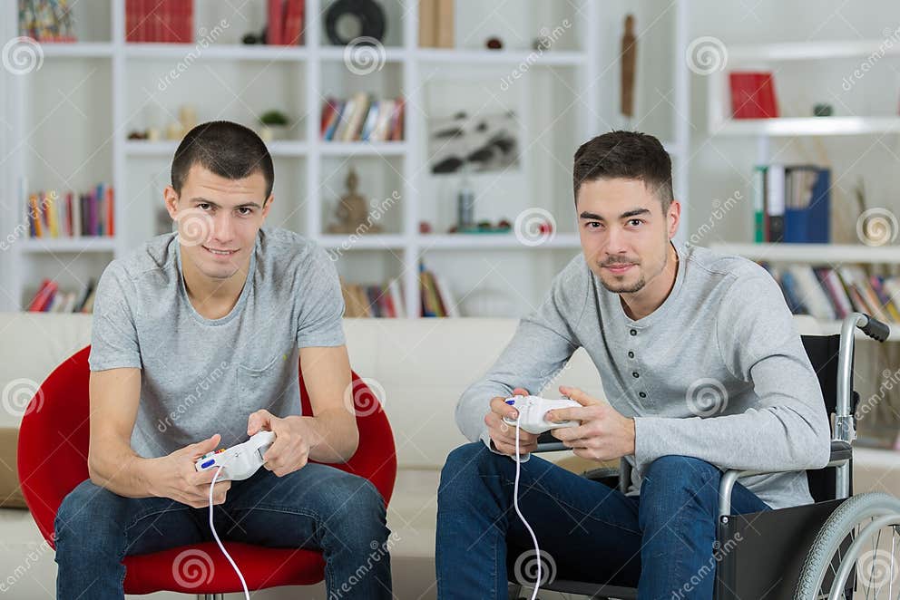Two Friends Playing Video Game Stock Image - Image of generation ...