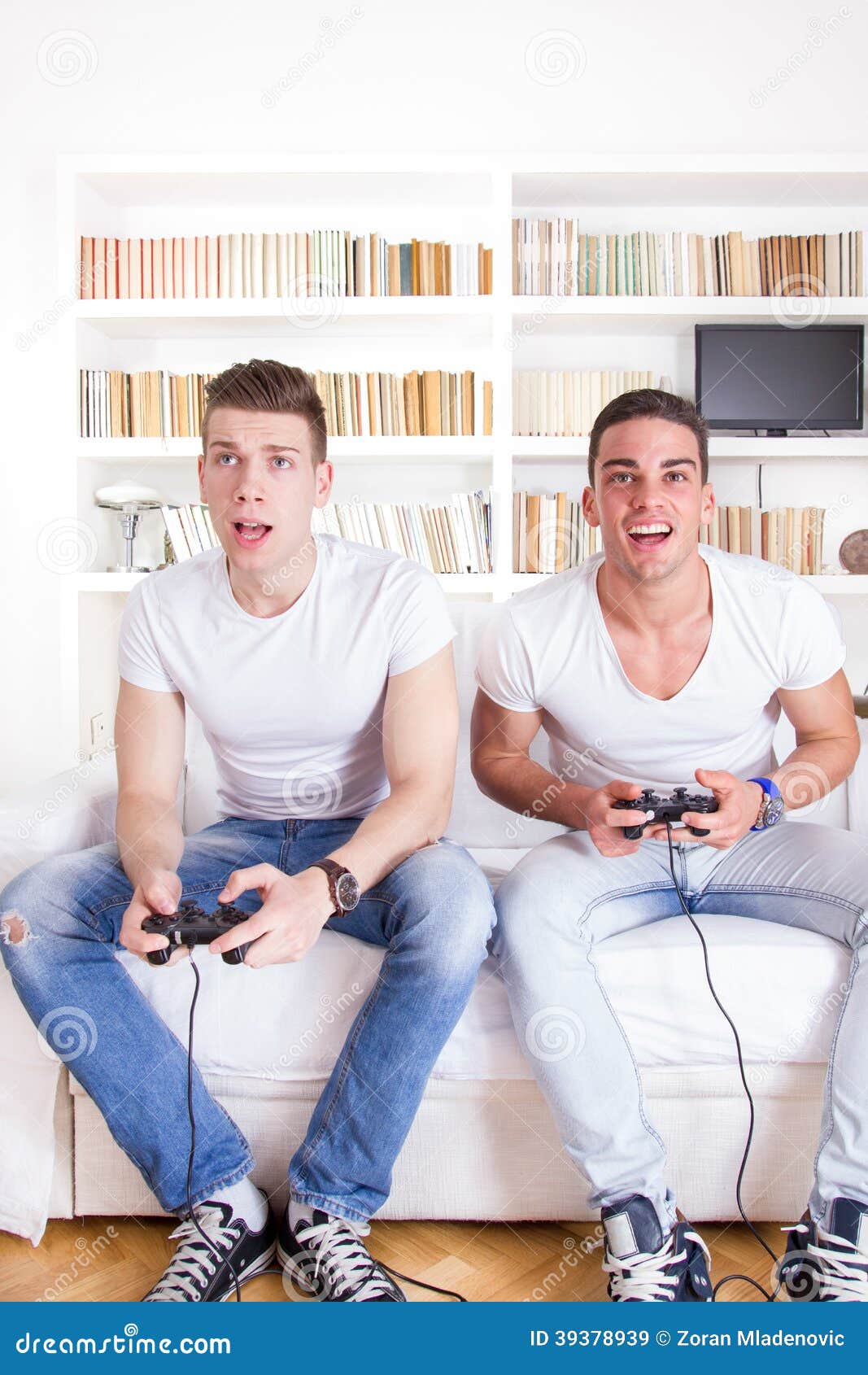 Two Friends Playing Video Games