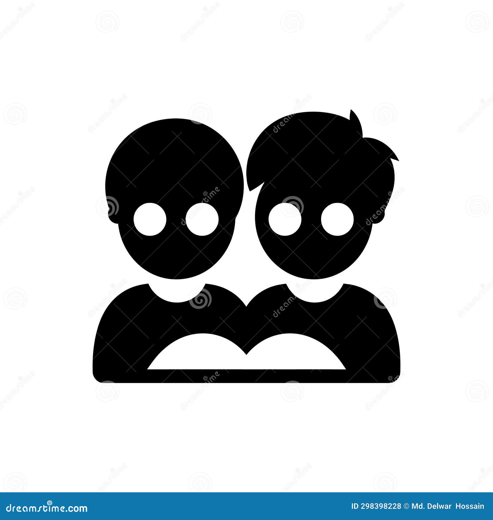 Two Friends Sharing a Book Icon Stock Vector - Illustration of book ...